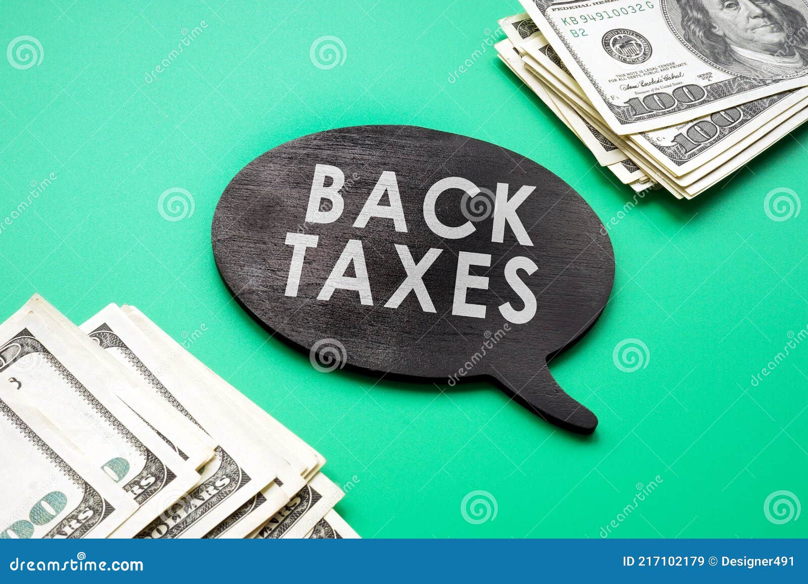 Back Taxes and Money on Green Surface. Stock Image - Image of revenue ...
