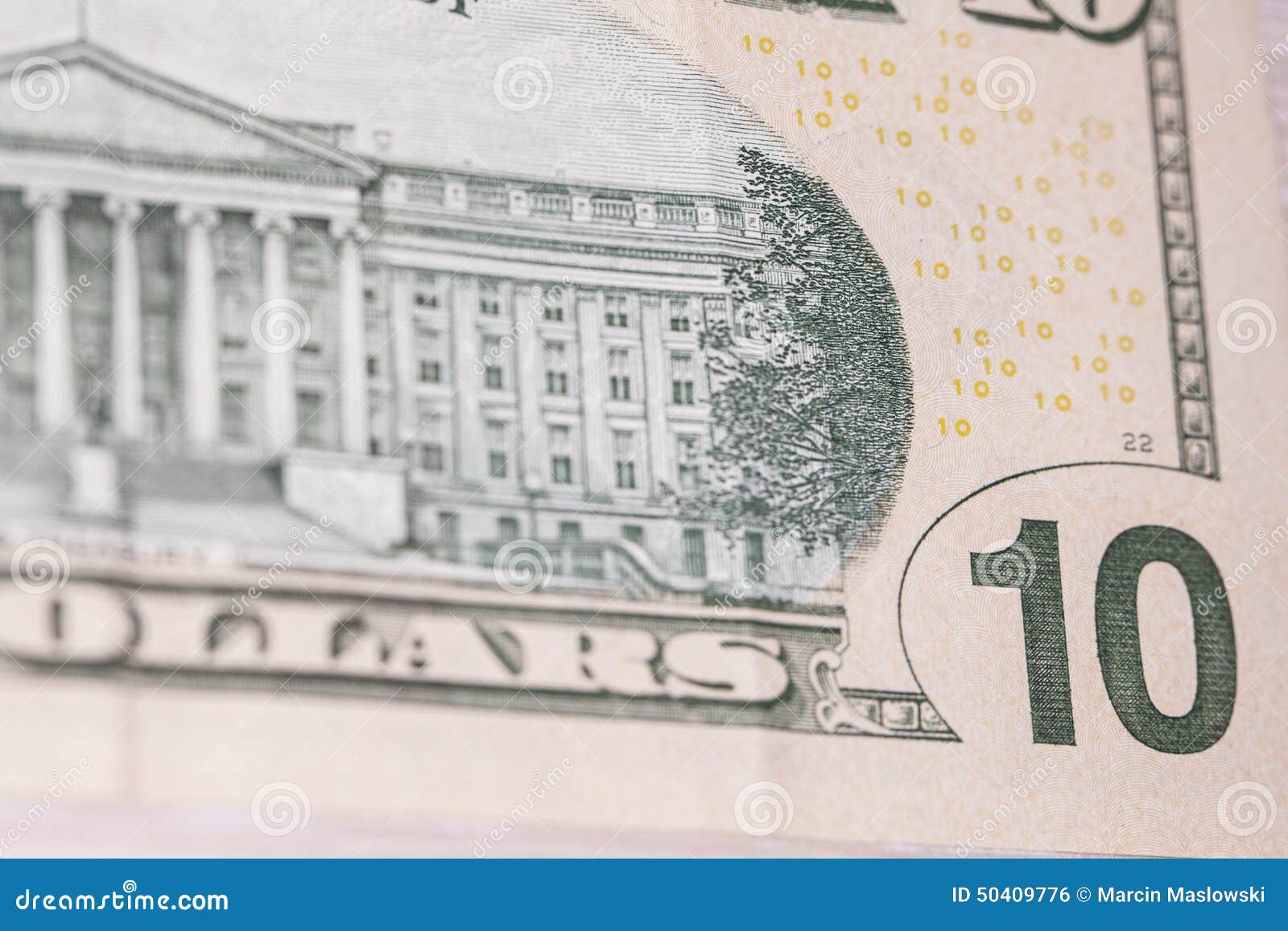 Back of a ten dollar bill stock photo. Image of finance - 50409776