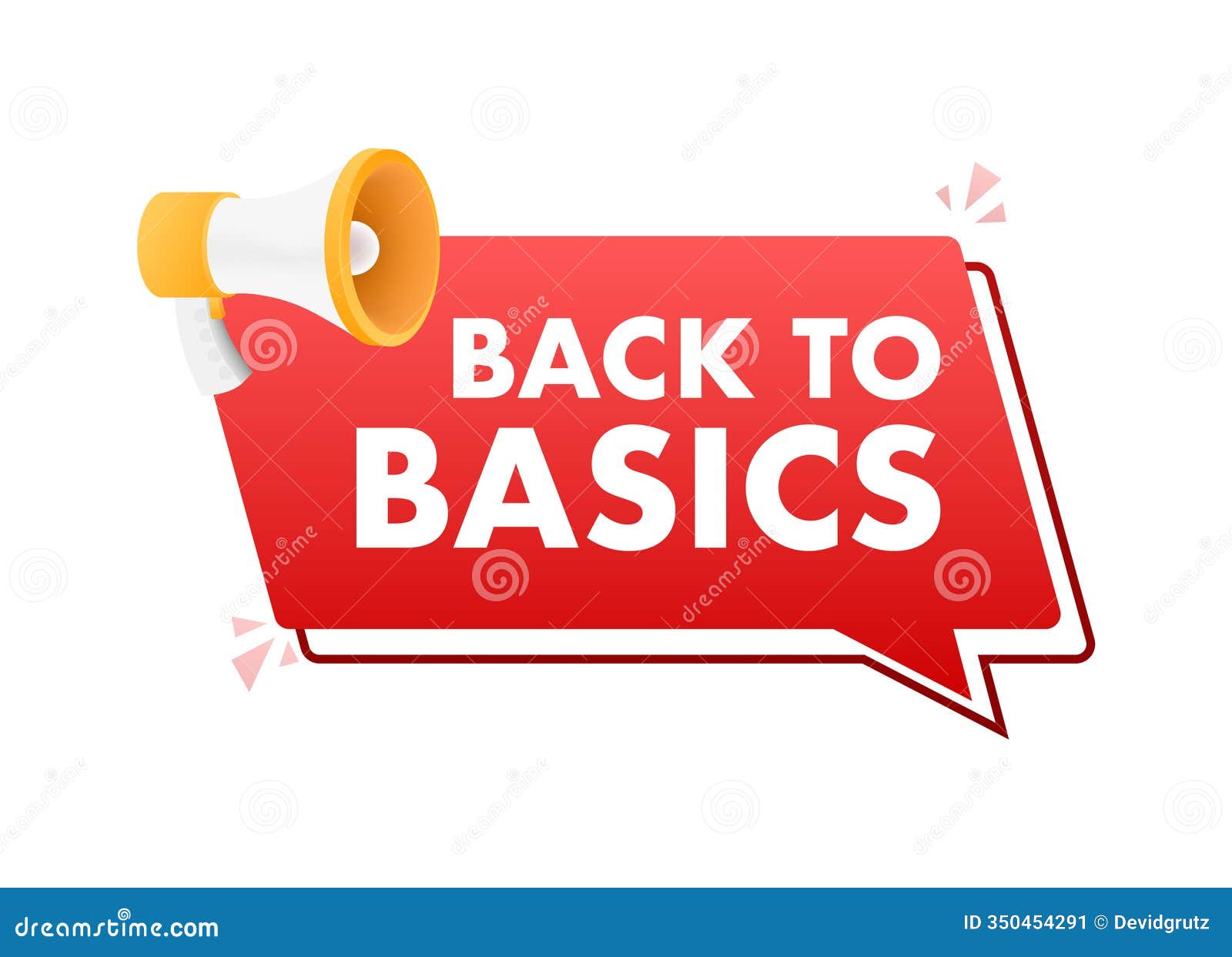 Megaphone Announcing Back To Basics Inside Speech Bubble Stock ...
