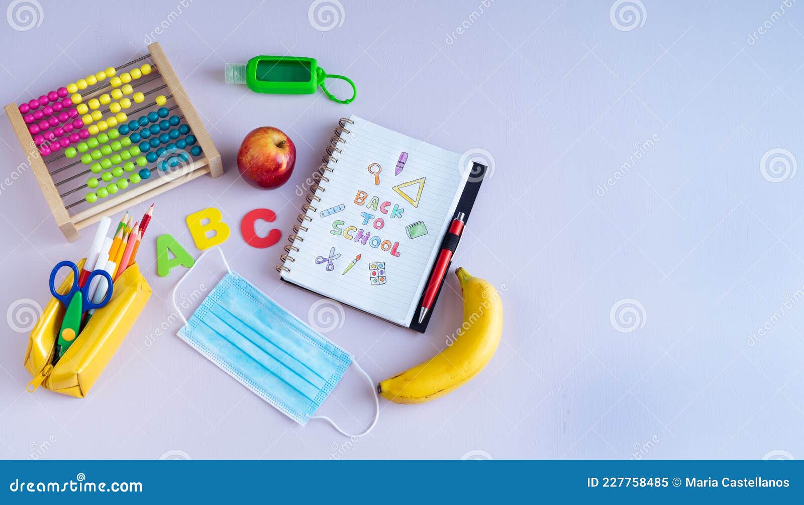 Back To Class. Notebook with Text and Various Complements Stock Image ...