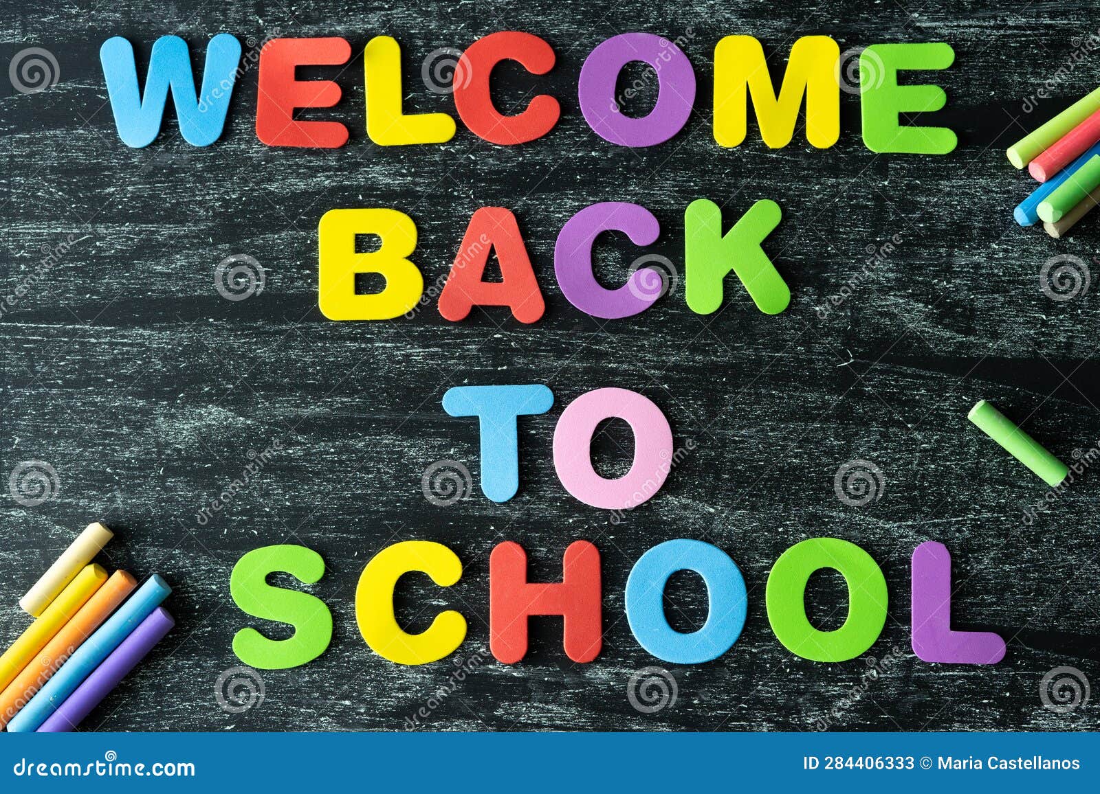 Back To Class. Text with Coloured Letters WELCOME BACK TO SCHOOL on a ...