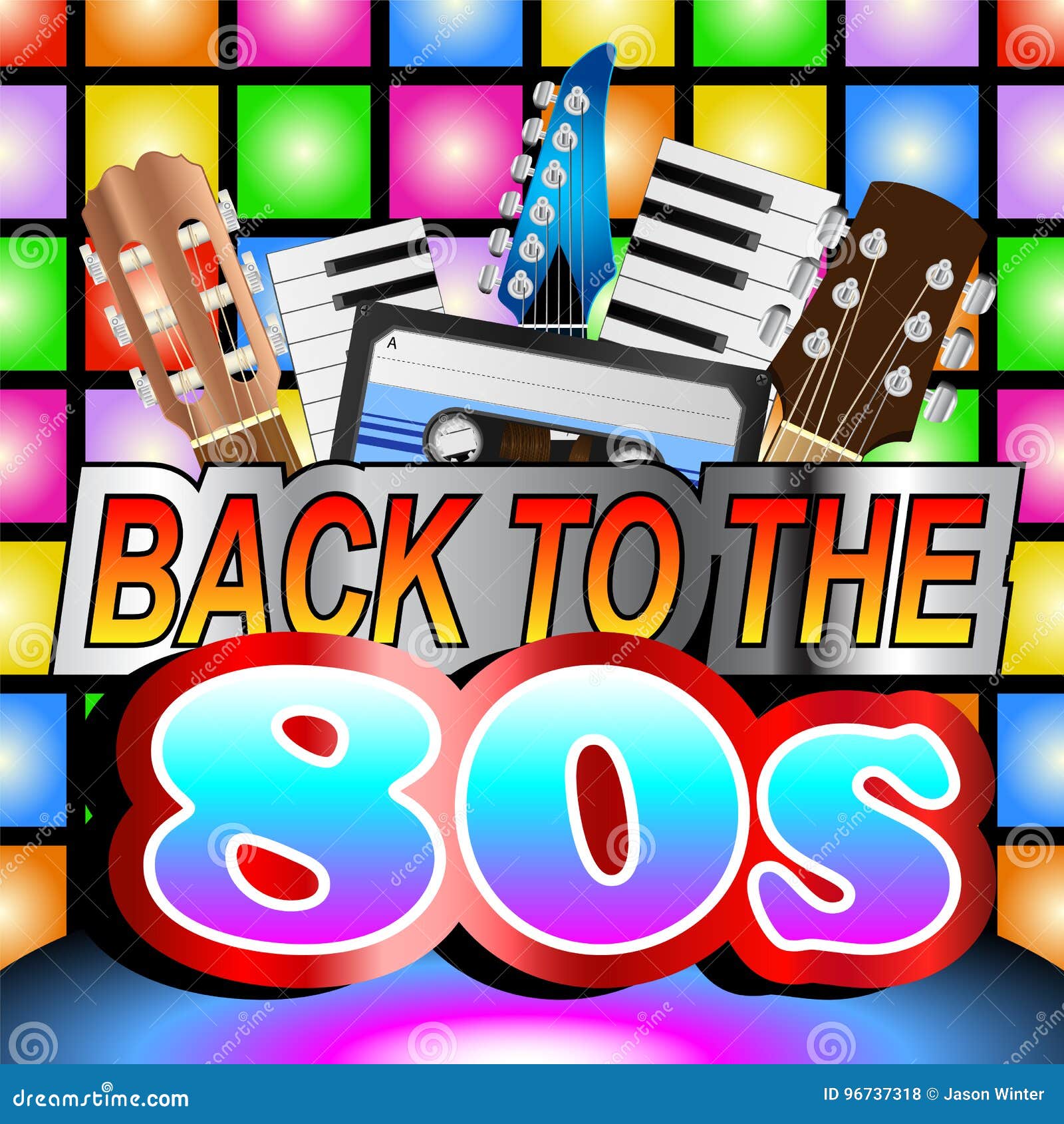 Back To the Eighties Poster Stock Vector - Illustration of background ...