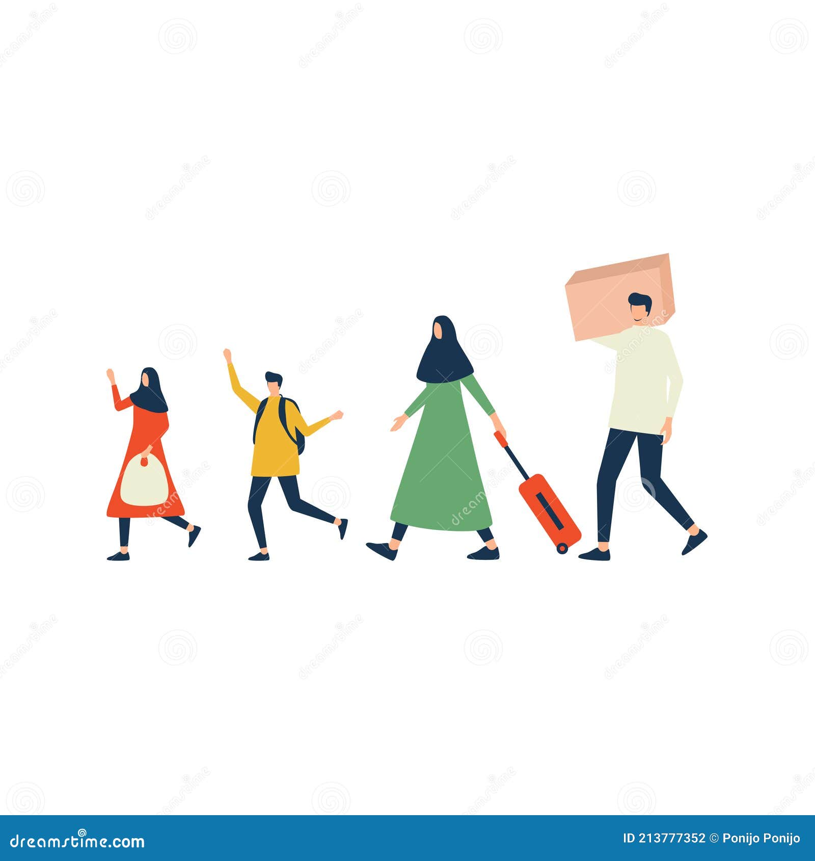 Back To Hometown Flat Illustration with Characters Stock Vector ...