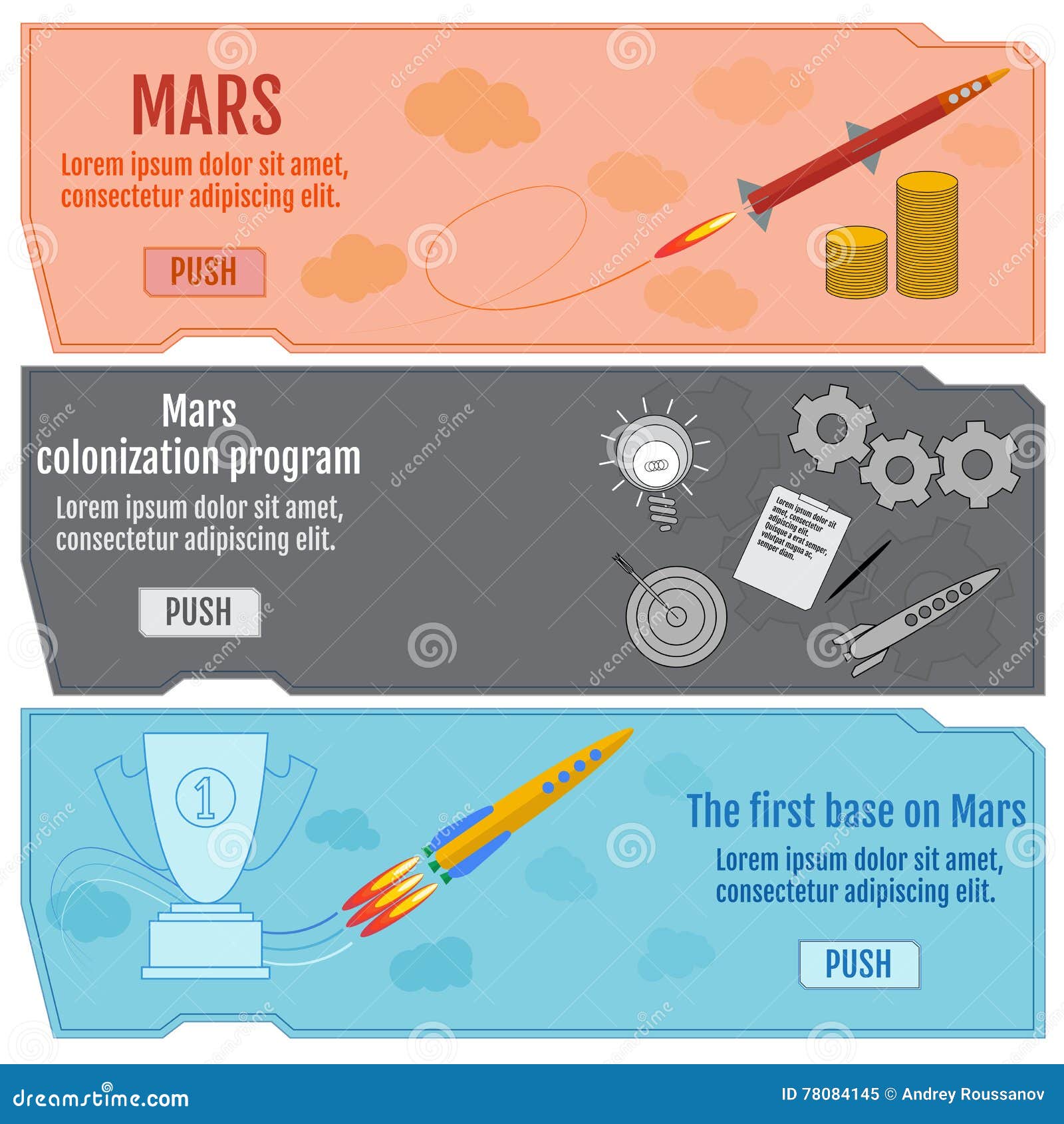 Back To Mars. a Set of Banners. Vector Stock Vector - Illustration of ...