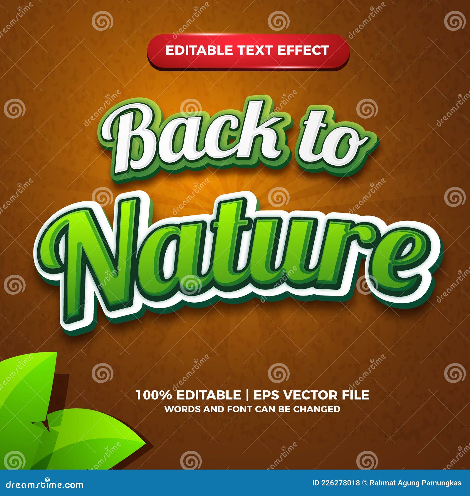 Back To Nature Editable Text Effect for Logo Design Template Stock ...