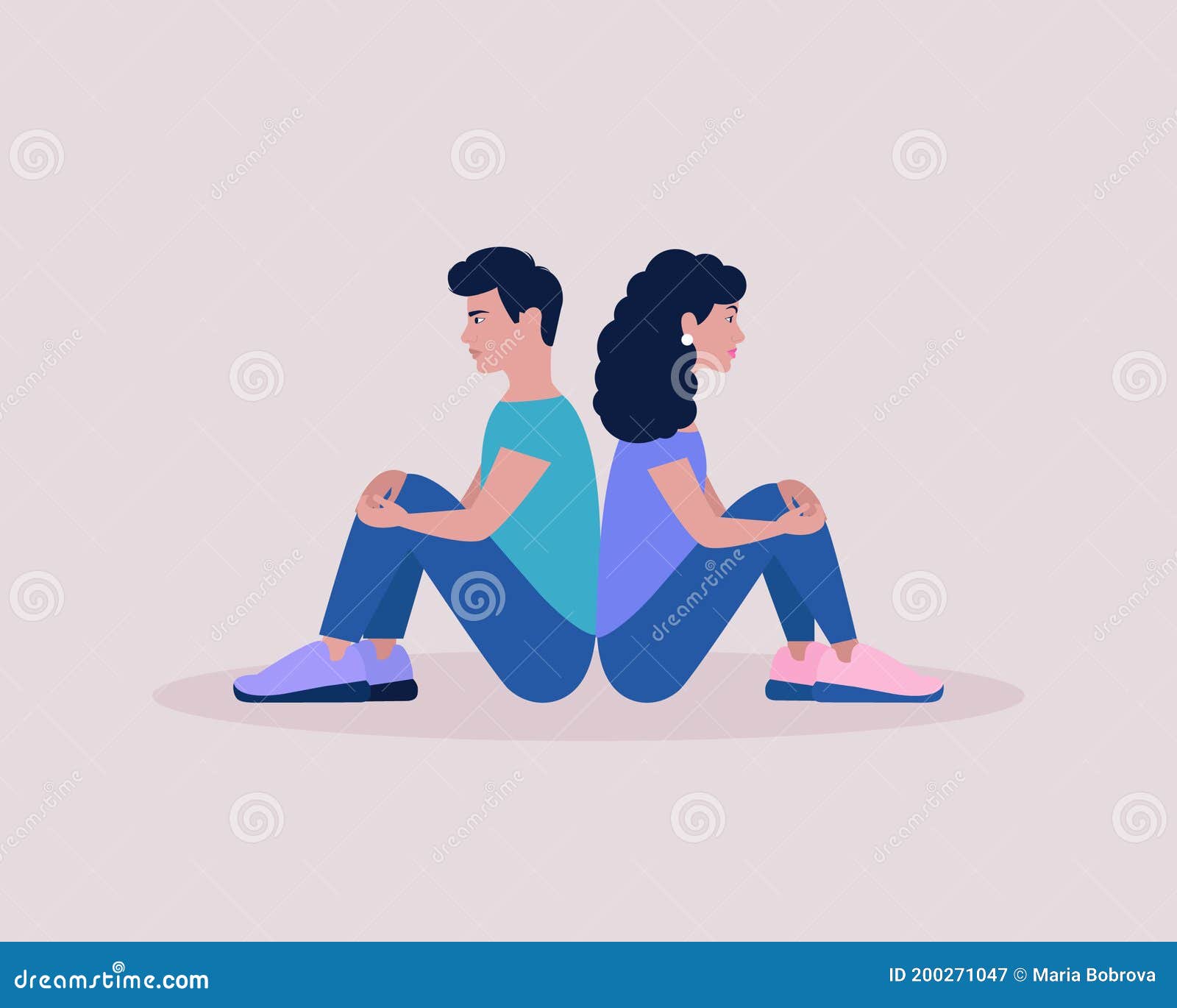 Back to back stock vector. Illustration of loneliness - 200271047