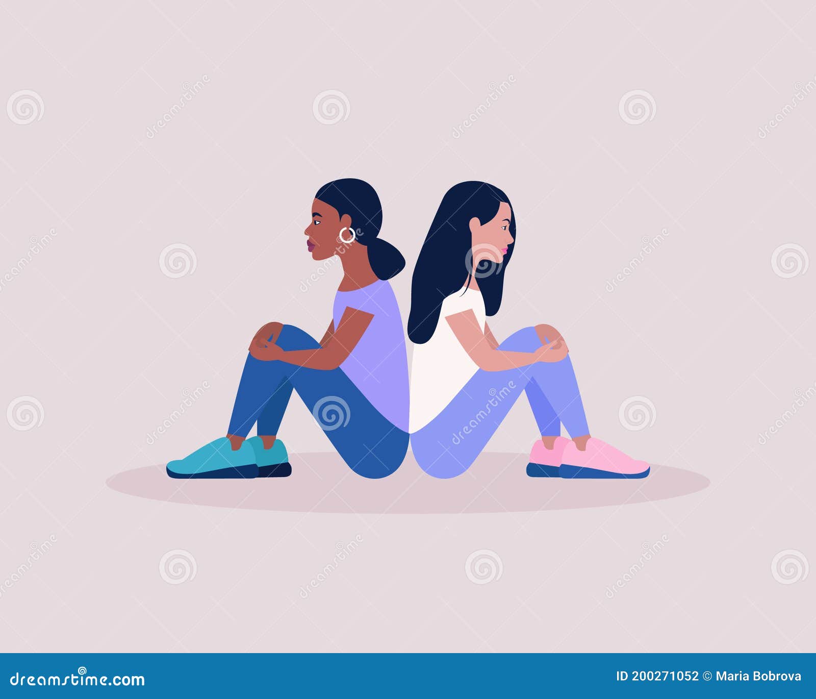 Back to back stock vector. Illustration of people, loneliness - 200271052