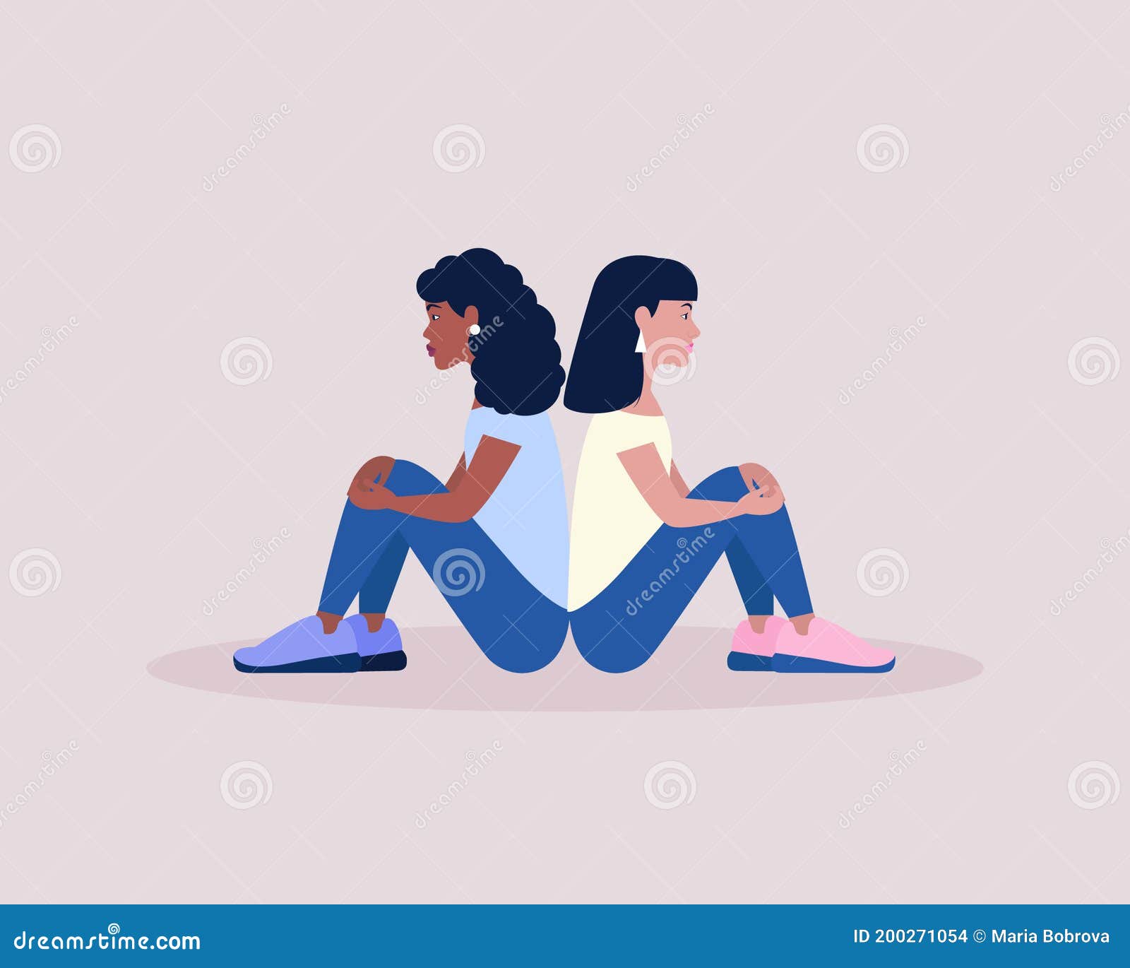 Back to back stock vector. Illustration of help, emotion - 200271054