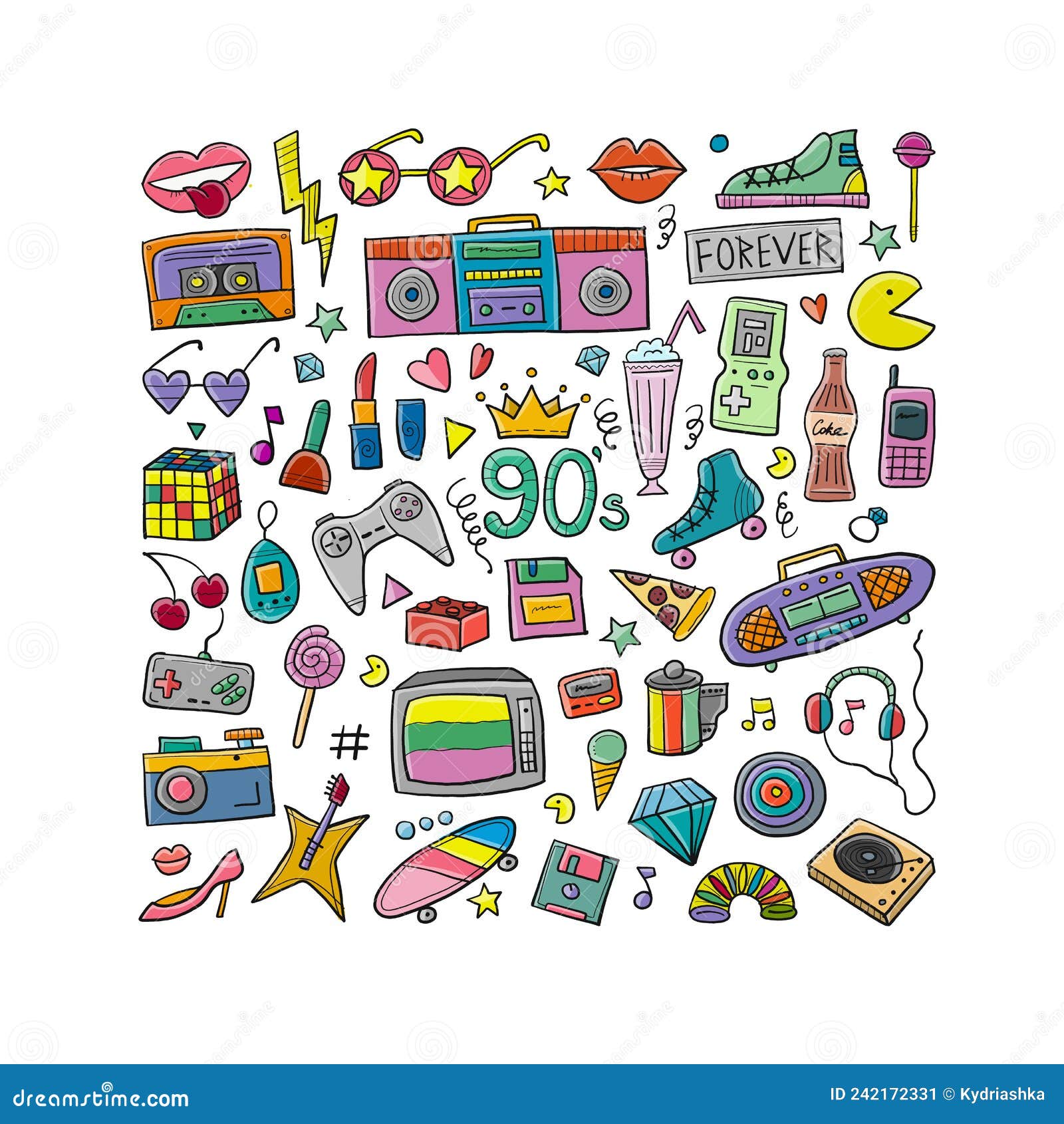 Back To the 90 S. Cool Memories Collection for Your Design Stock Vector ...