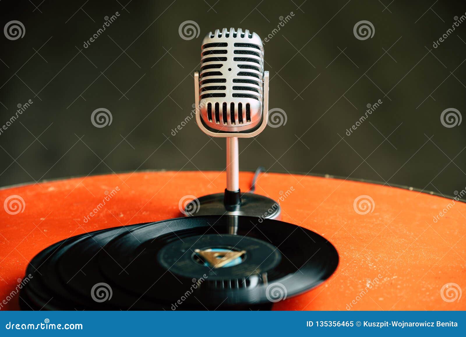 Back To 50s - Nostalgic Image of a 50`s Microphone Standing on an Old ...