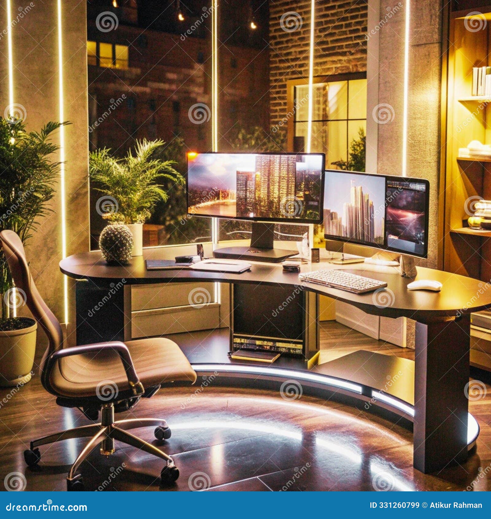 High-Tech Office Gea a Futuristic Office Setup Stock Illustration ...