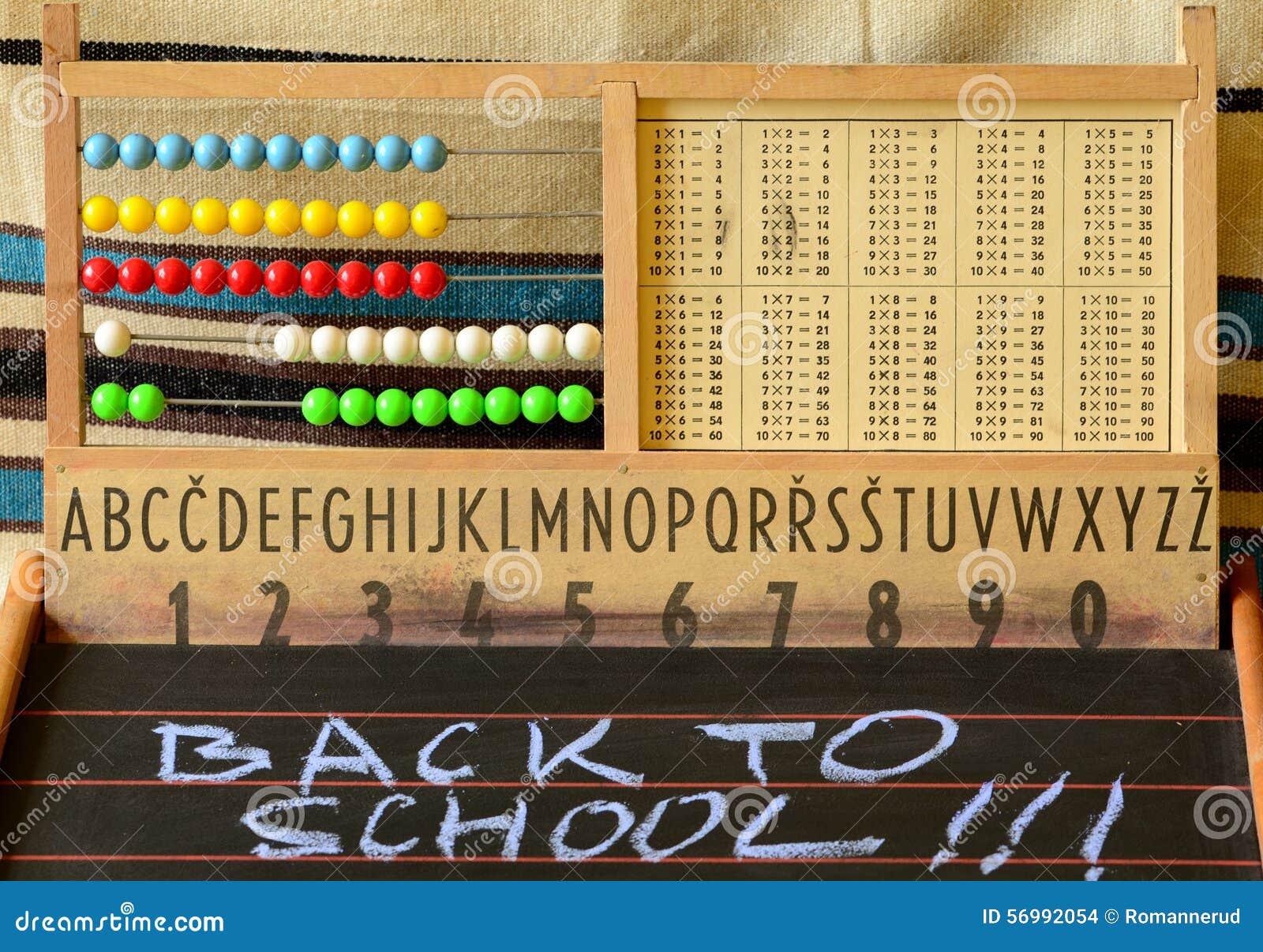 Back To School. Abacus, Blackboard, Alphabet and Numbers Stock Photo ...