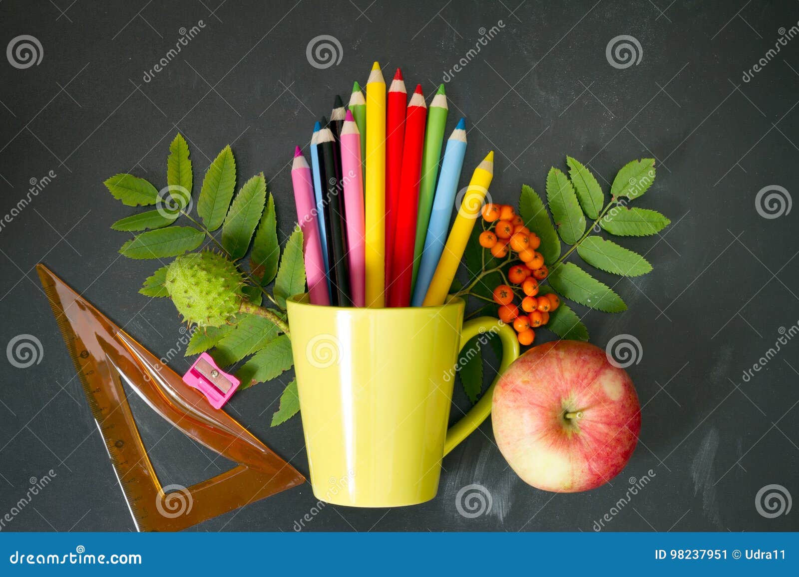 Back To School Abstract Background with Crayons on Blackboard Stock ...