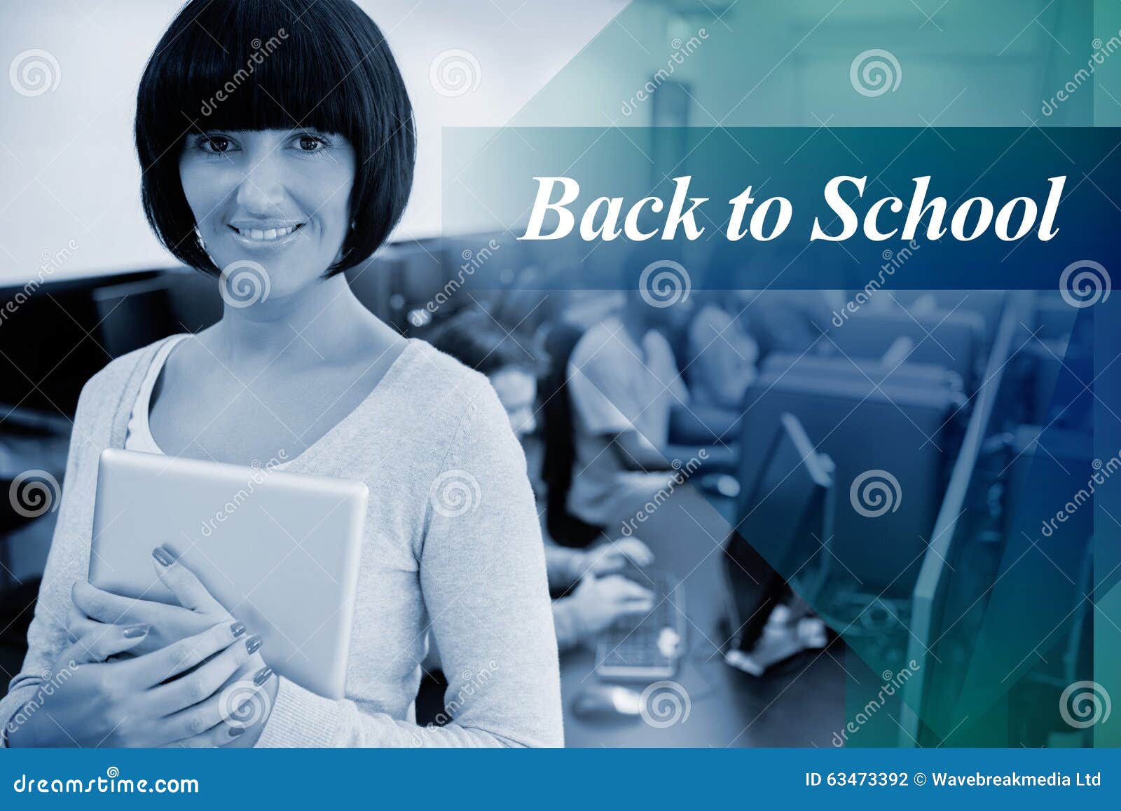 Back To School Against Teacher with Tablet Pc Stock Photo - Image of ...