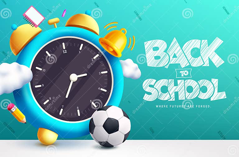 Back To School Alarm Clock Vector Design. Back To School Greeting Text ...