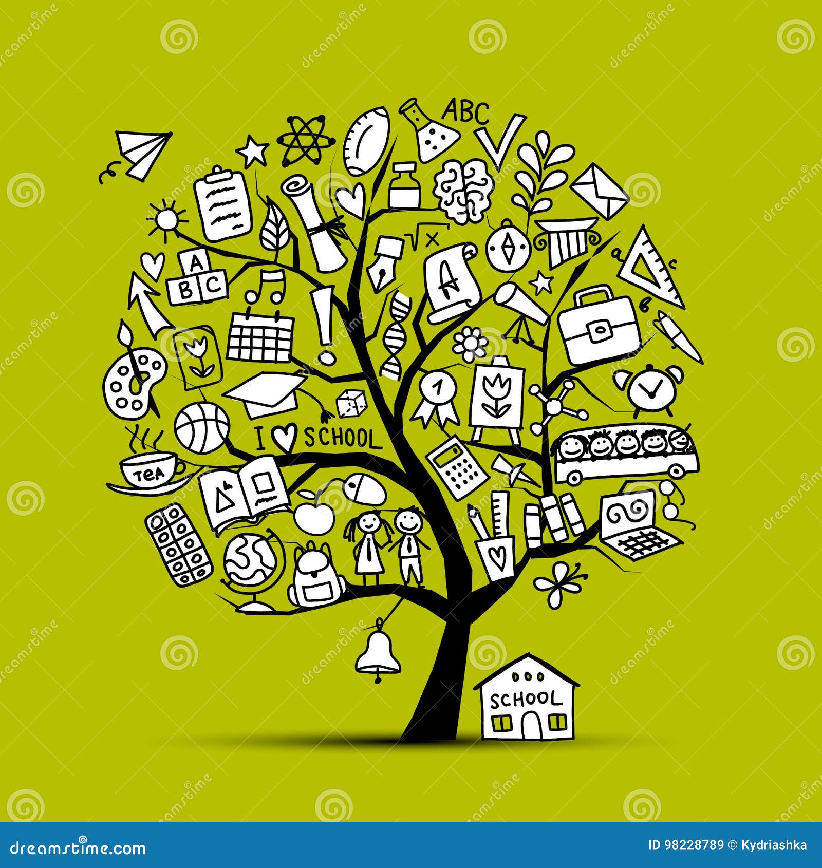 Back To School, Art Tree for Your Design Stock Vector - Illustration of ...