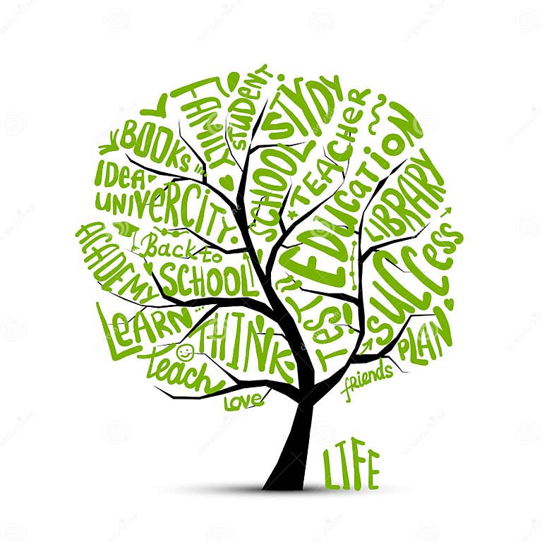 Back To School, Art Tree for Your Design Stock Vector - Illustration of ...