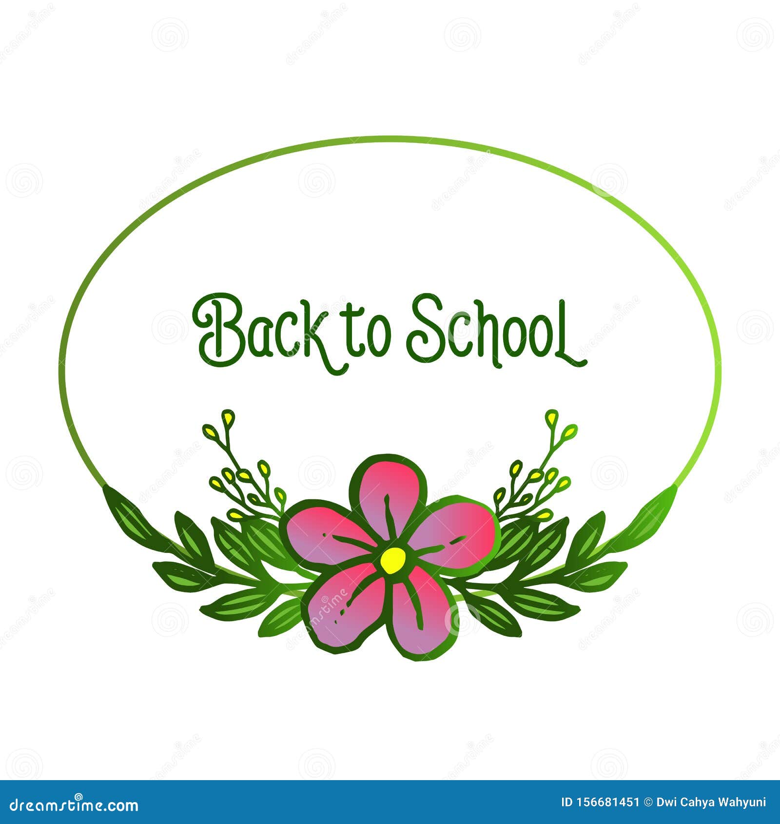 Back To School Background with Beautiful Green Leafy Flower Frame ...