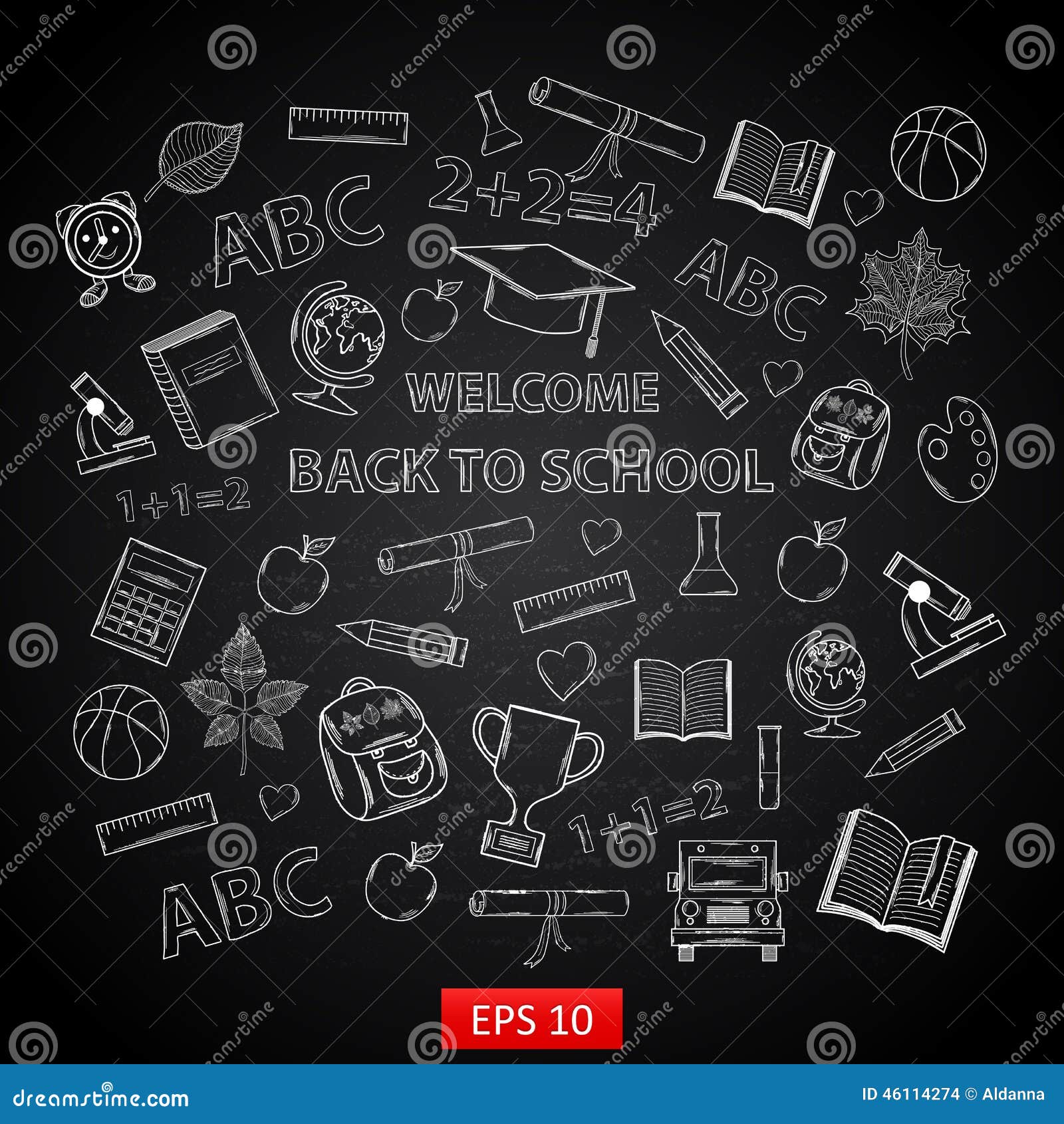 Back To School Background on Chalk Board Stock Vector - Illustration of ...