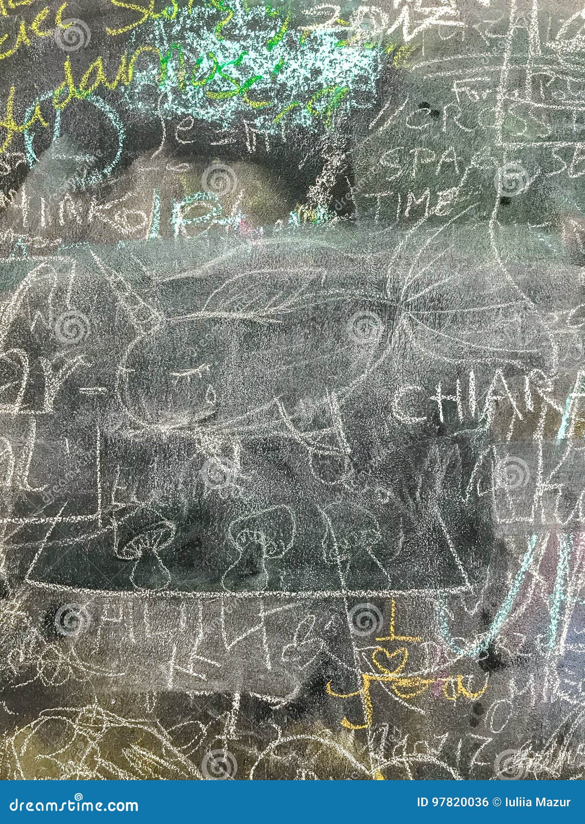 School Blackboard with Children Scribbles Stock Photo - Image of daub ...