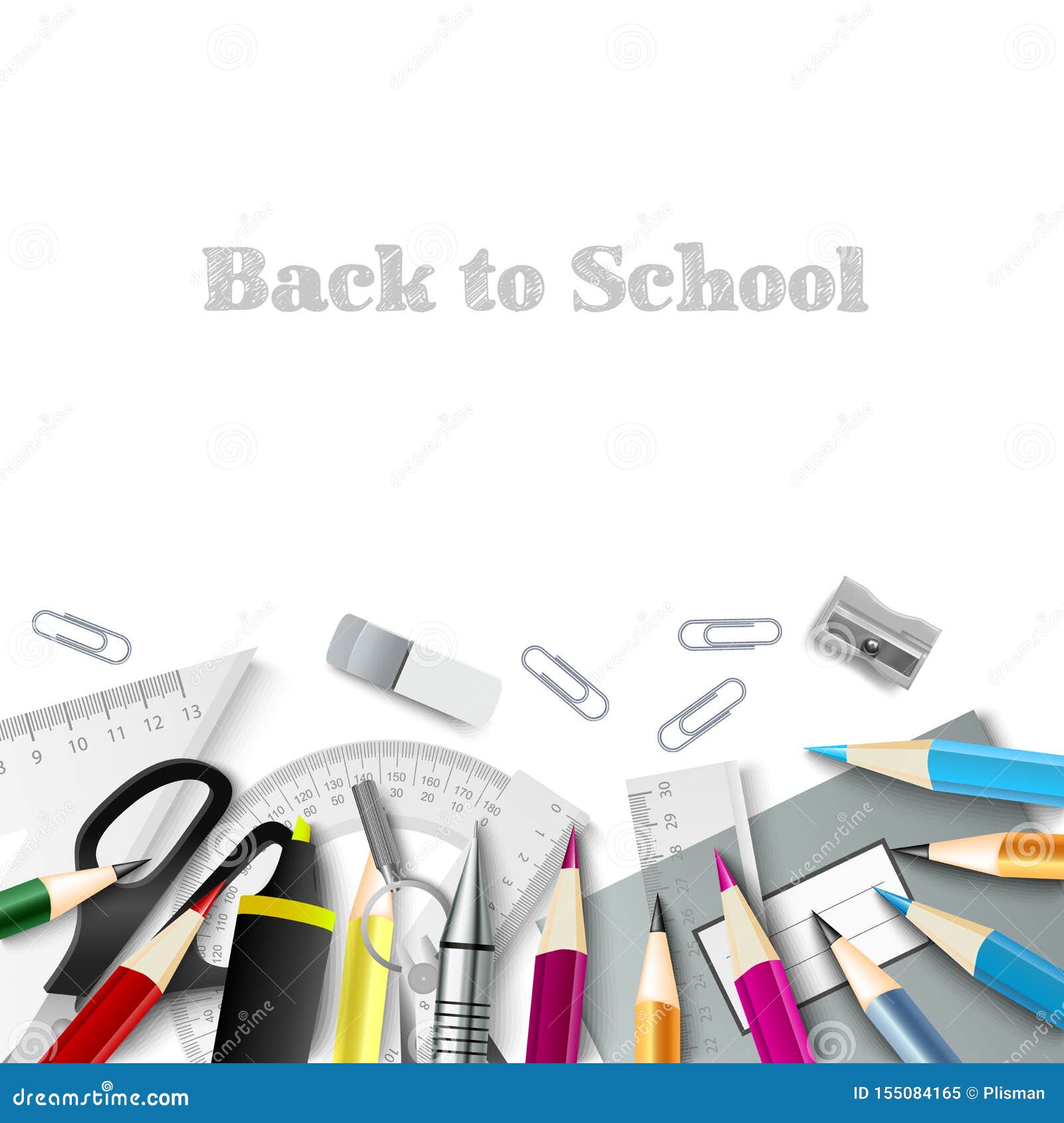 Back To School Background with Different Supplies Stock Vector ...