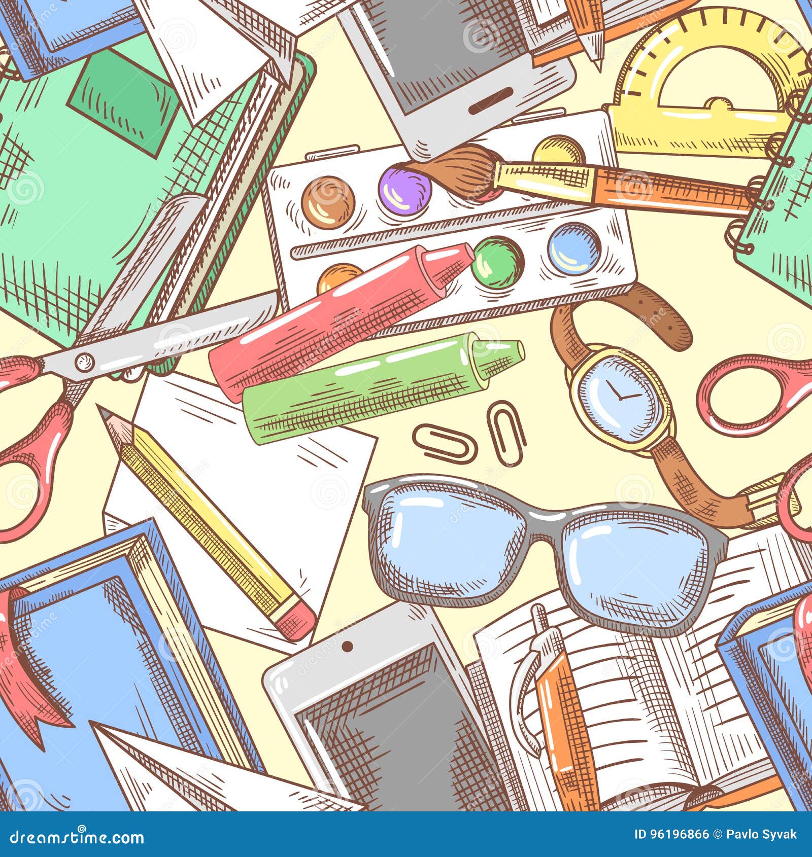 Education Hand Draw Integrated Color Icons Set Cartoon Vector ...