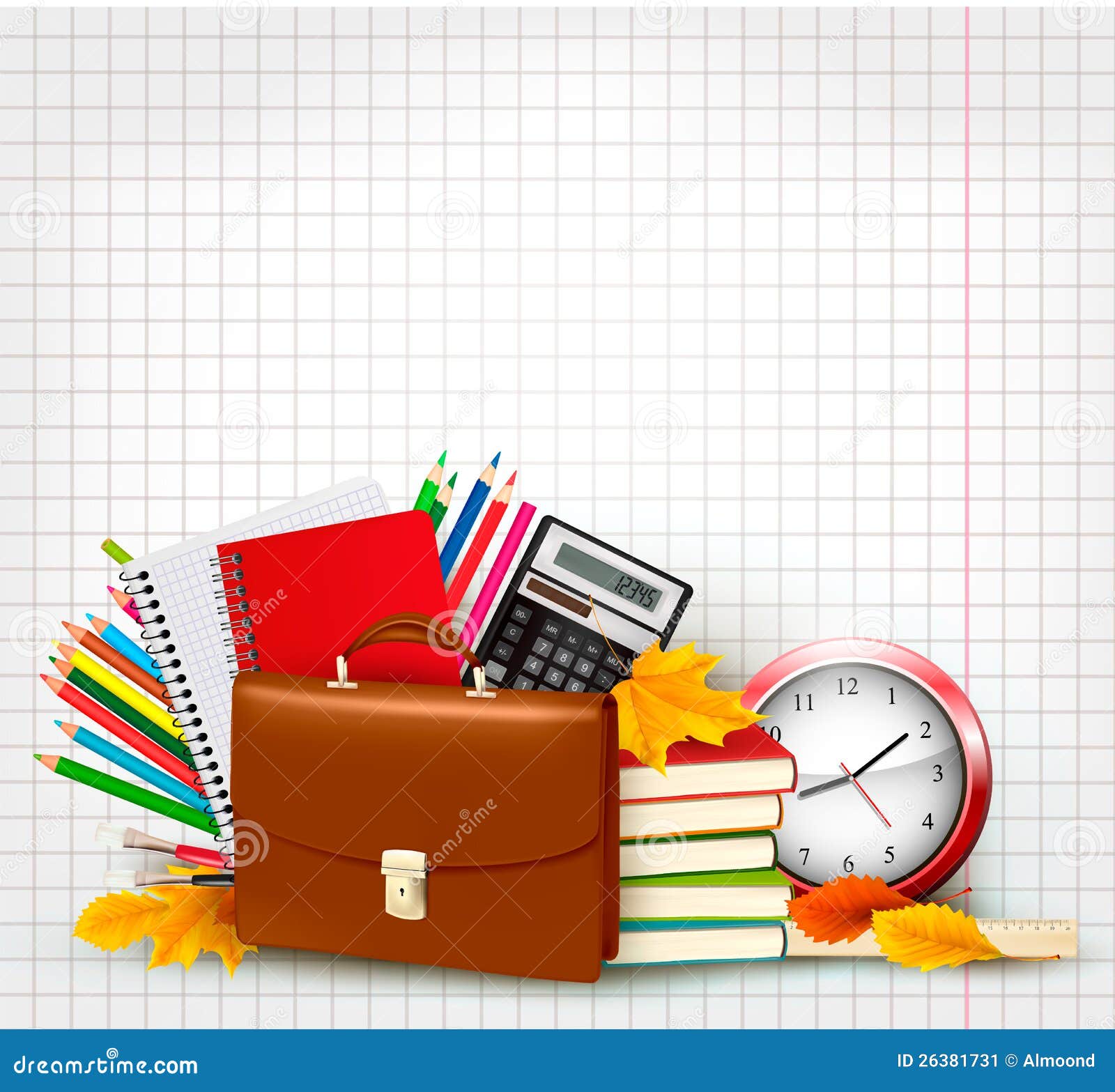 Back To School Background with School Supplies Stock Vector ...