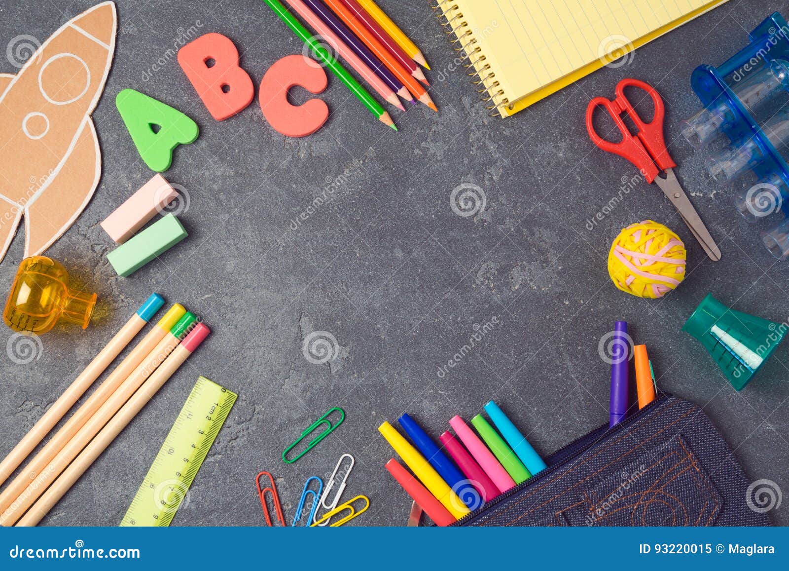 Back To School Background with School Supplies.View from Above Stock ...