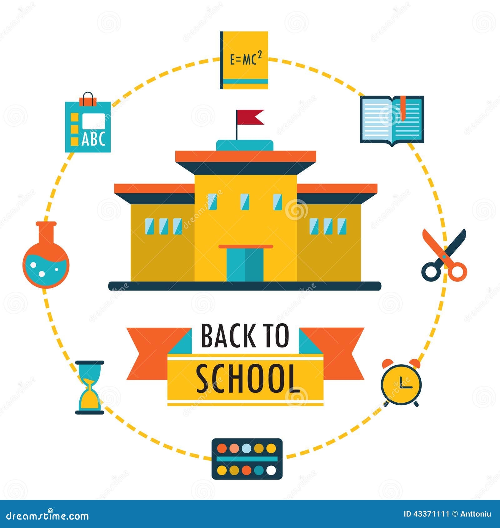 Back To School Background with Study Theme Icons Stock Illustration ...