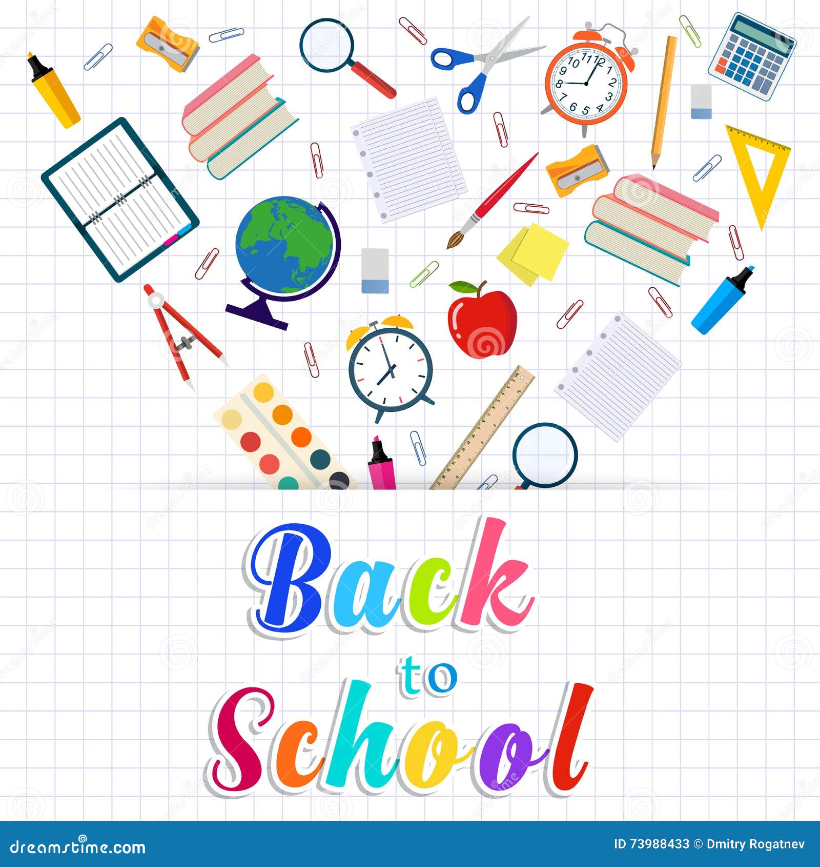 Back To School Background with Supplies Tools Stock Vector ...