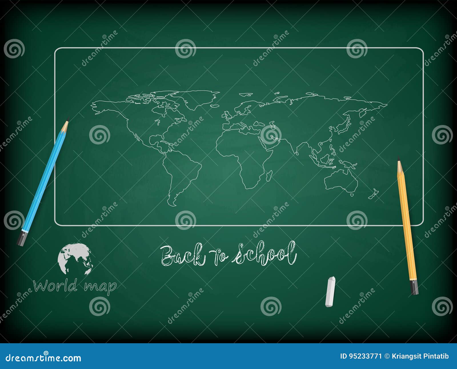 Back To School, Background and World Maps Stock Vector - Illustration ...