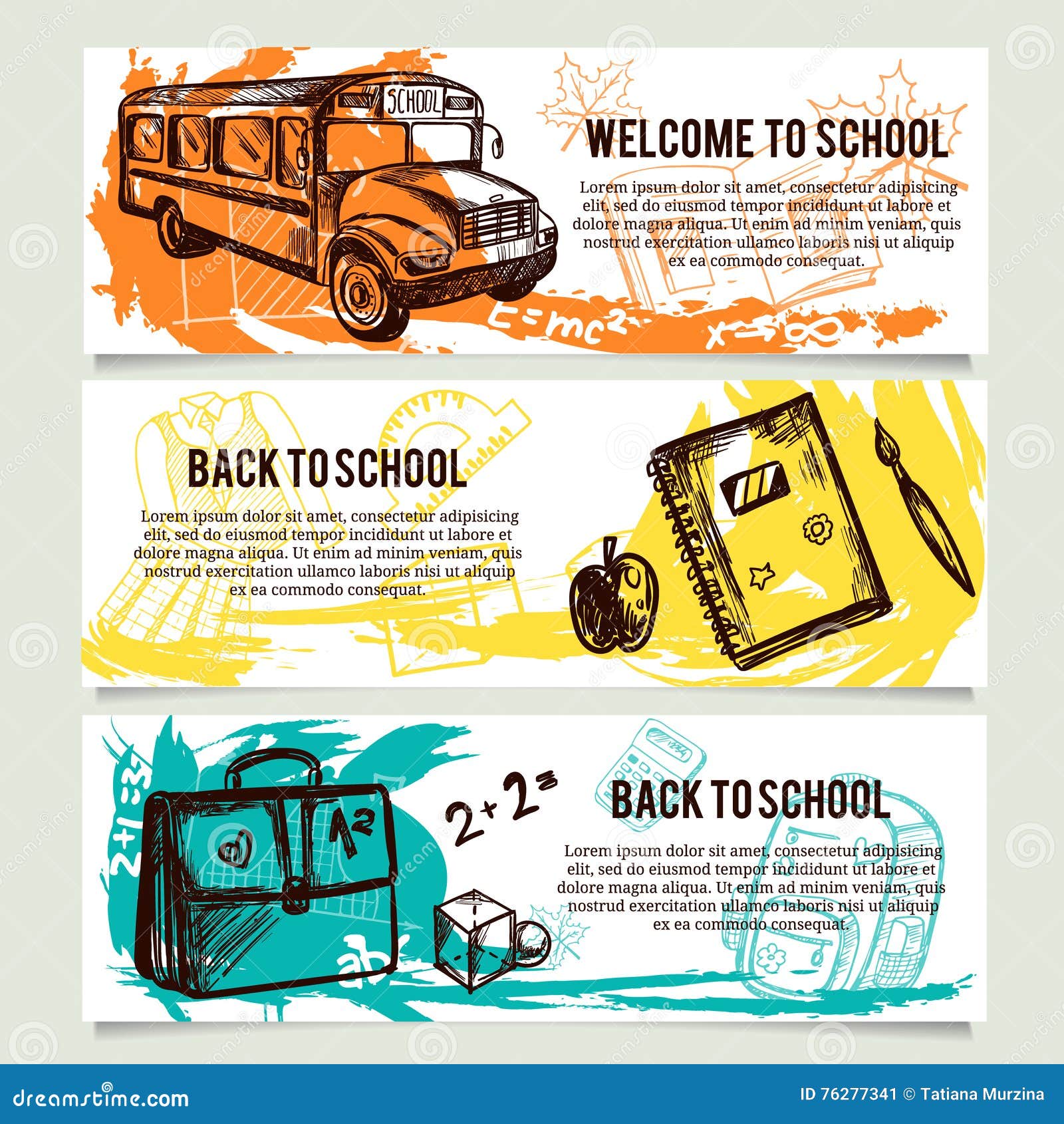 Back To School Banners Website Header Set. Stock Vector - Illustration ...
