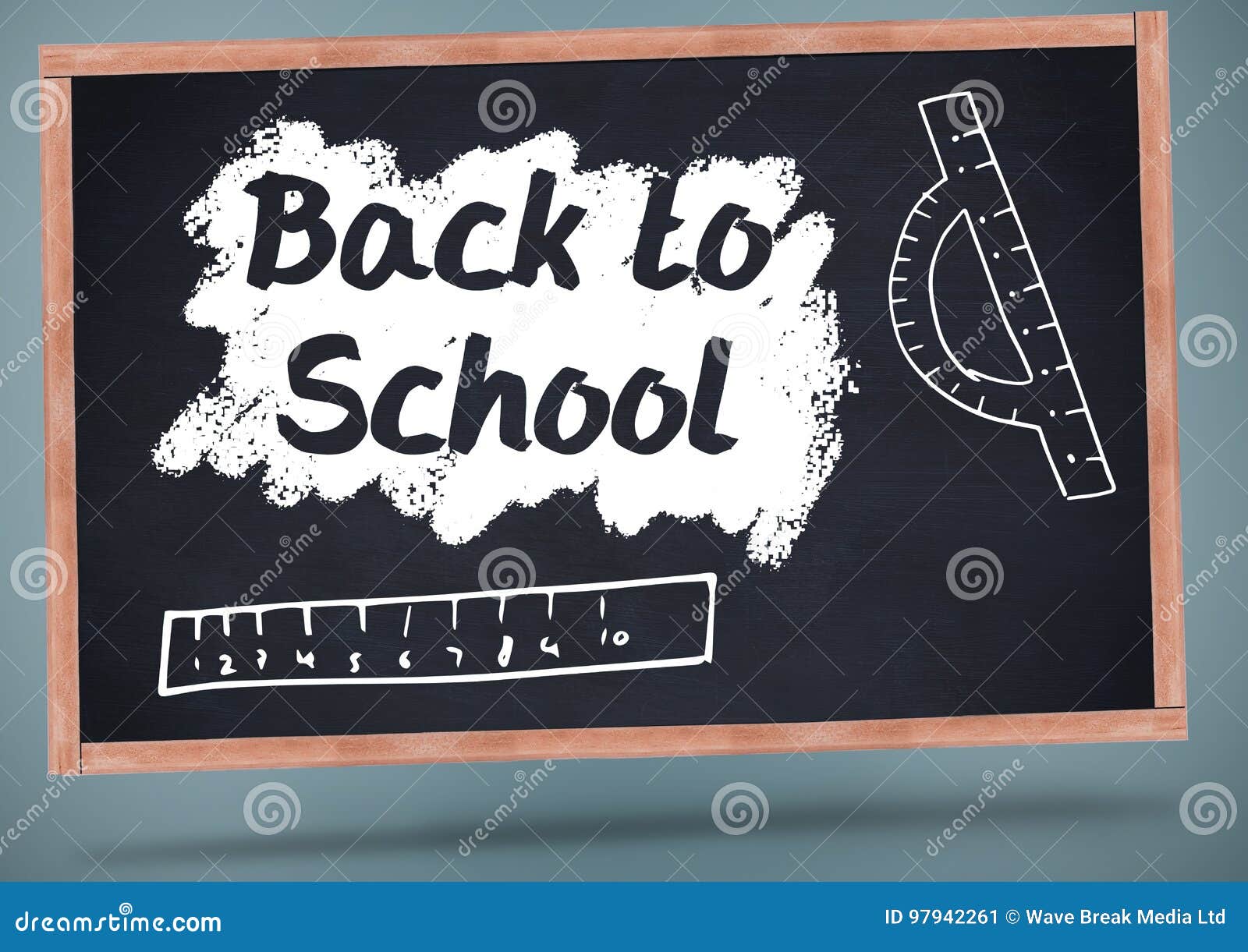 Back To School on Blackboard with Chalk and Rulers Stock Illustration ...