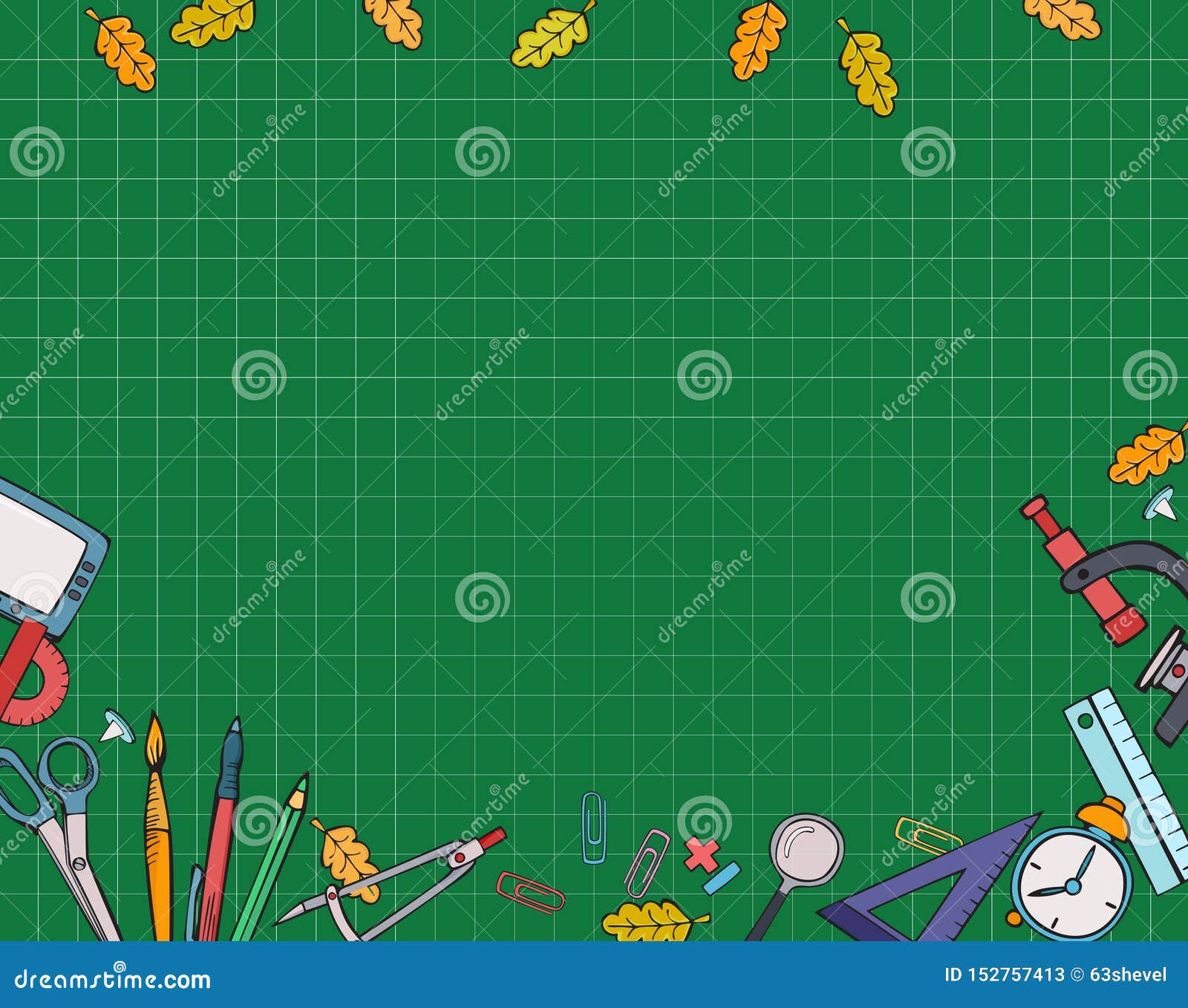 Back To School. Blackboard and Student Tools. Color Vector Illustration ...