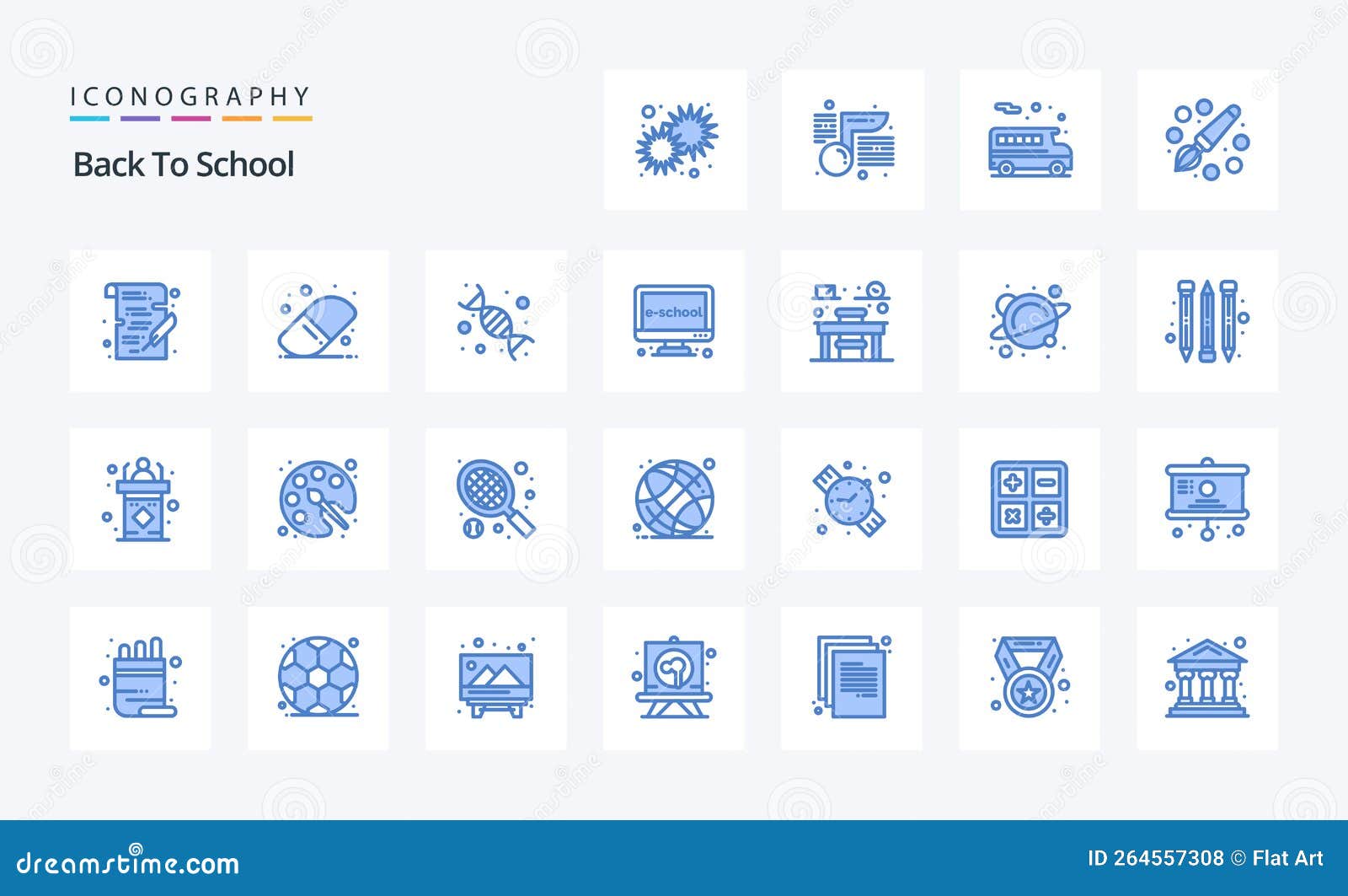 25 Back To School Blue Icon Pack Stock Vector - Illustration of genetic ...