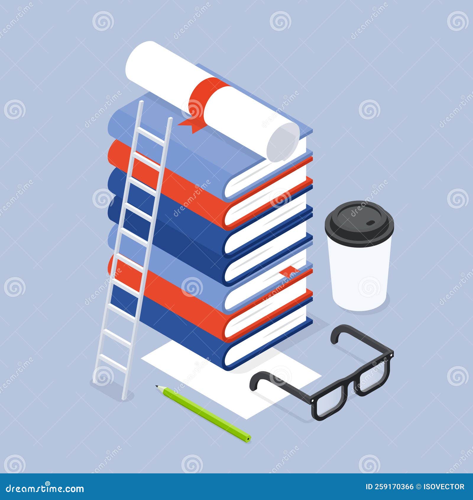 Back To School Book Library Isometric Illustration Stock Vector ...