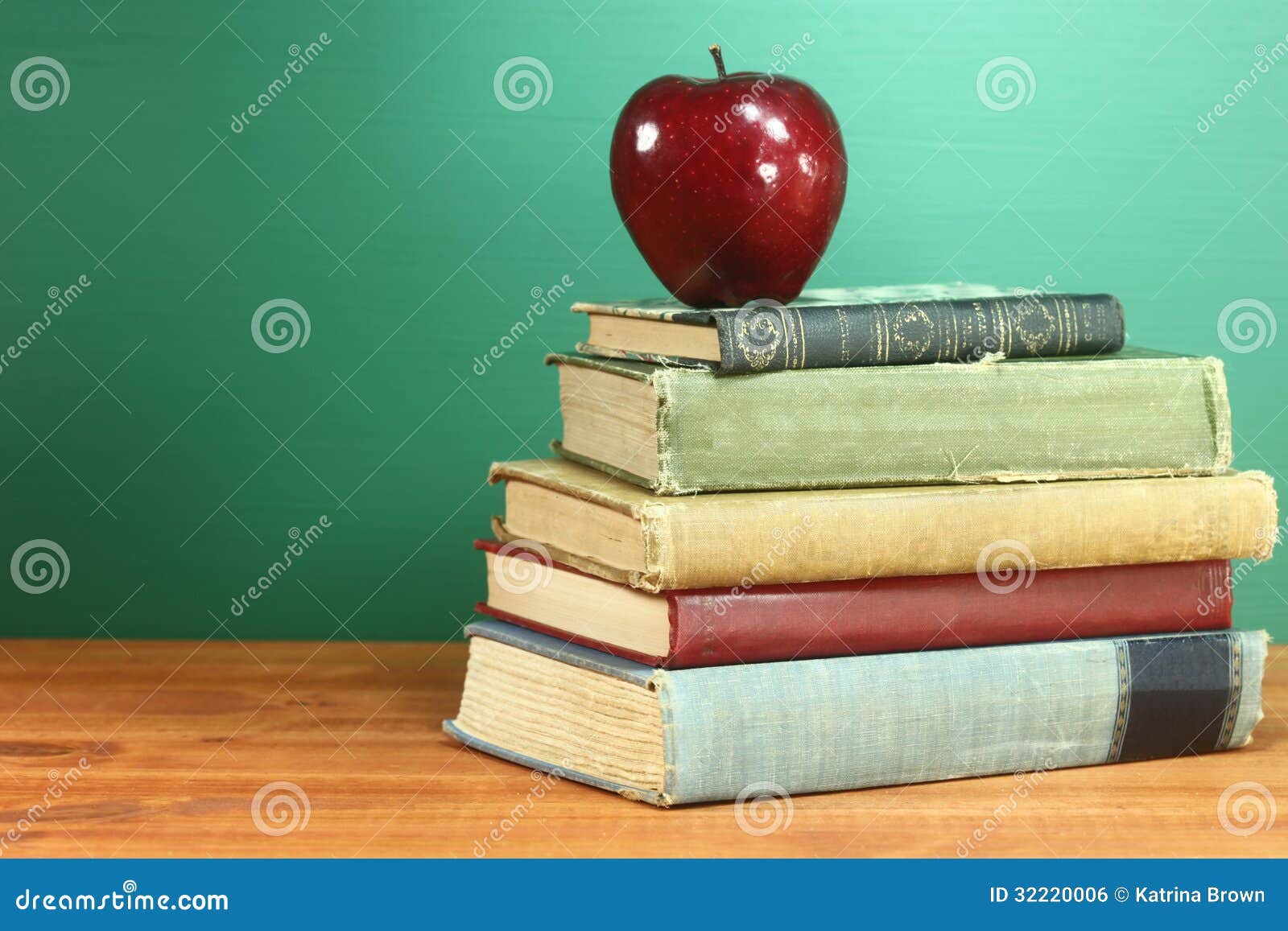 Back To School Books and Apple with Chalkboard Stock Photo - Image of ...
