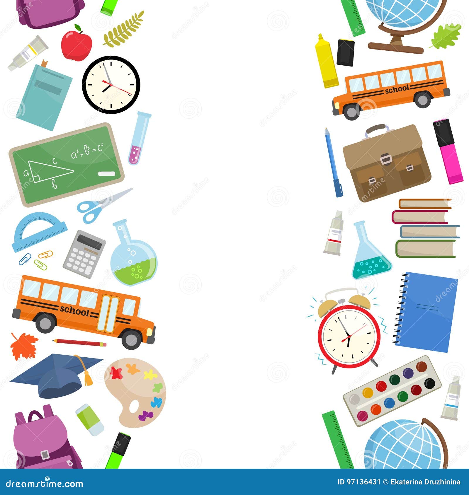 Back to school border stock vector. Illustration of backpack - 97136431