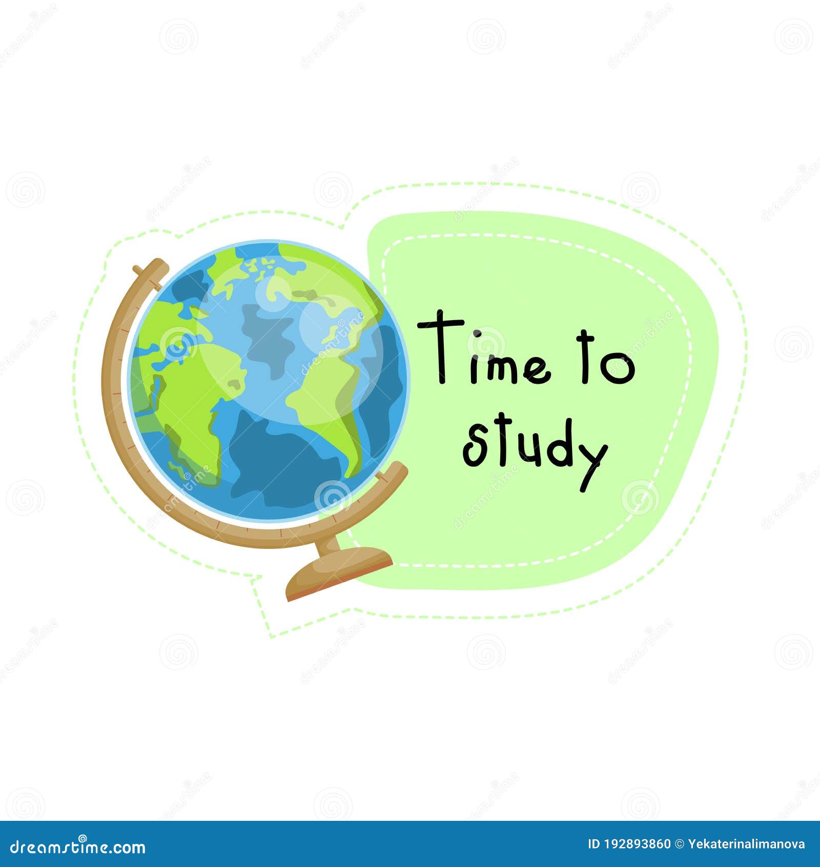 Back To School Cartoon Globe Time To Study Sticker Stock Vector ...