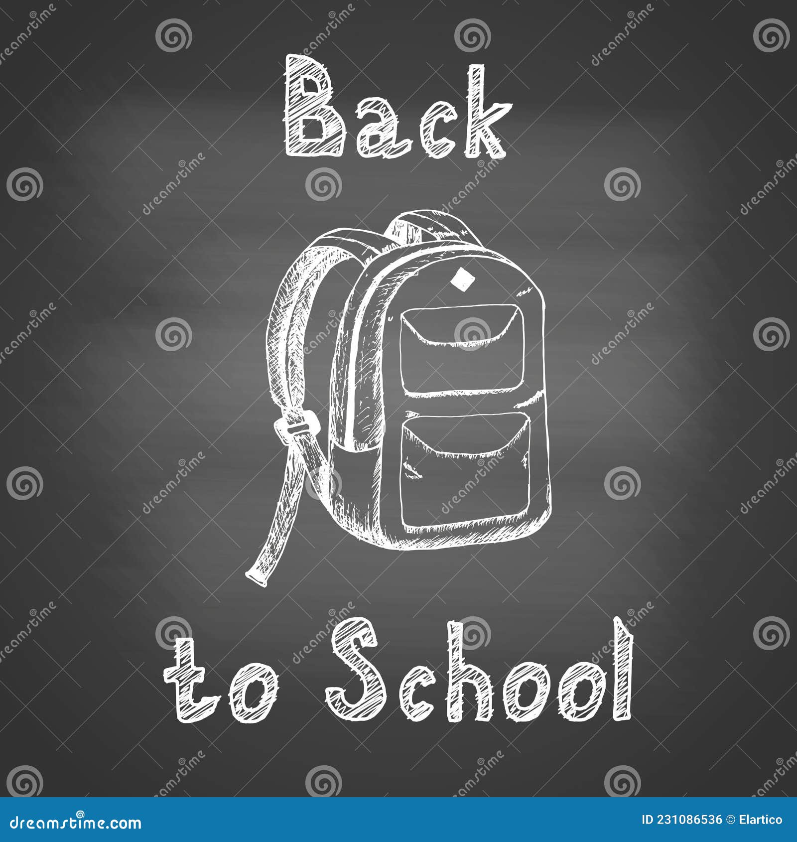 Back To School - Chalk Drawing of a School Backpack on a Dark School ...