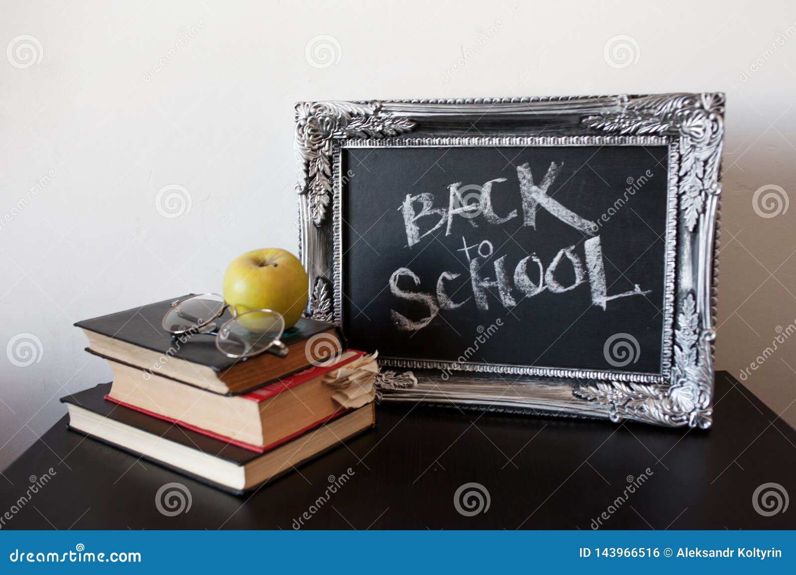 Back To School, Chalk in a Vintage Frame. Text on Chalkboard and a ...