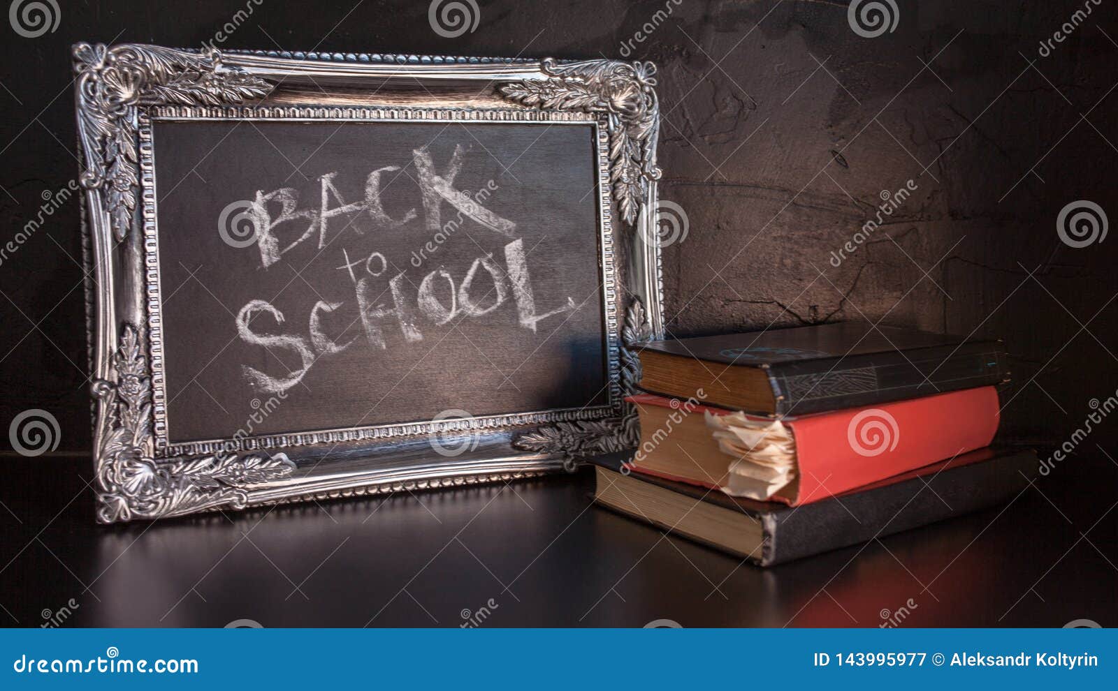 Back To School, Chalk in a Vintage Frame. Text on Chalkboard and a ...