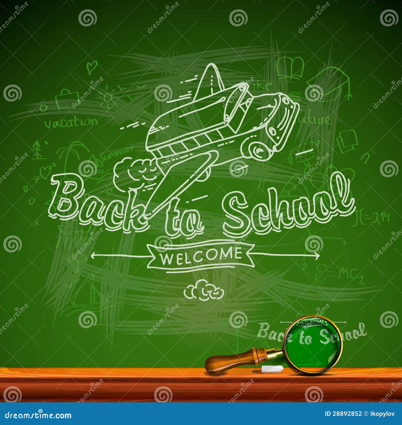 Back To School, Chalk-writing on Blackboard Stock Vector - Illustration ...