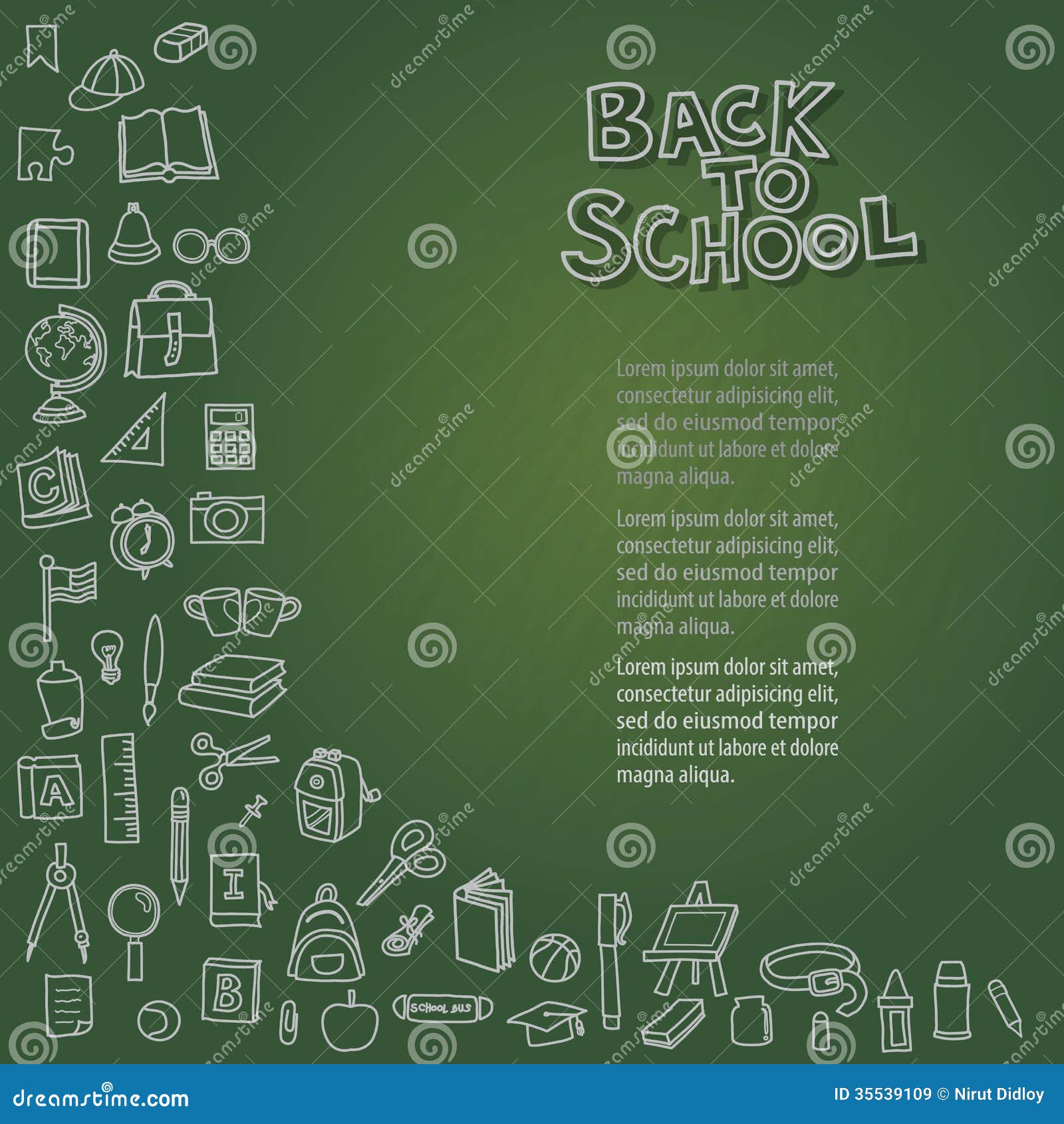 Back To School on Chalkboard Stock Vector - Illustration of white ...