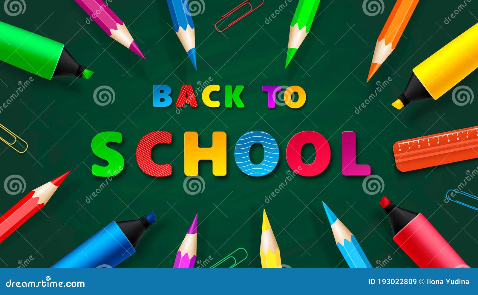 Back To School - Chalkboard with Pencils and Markers. Vector Stock ...