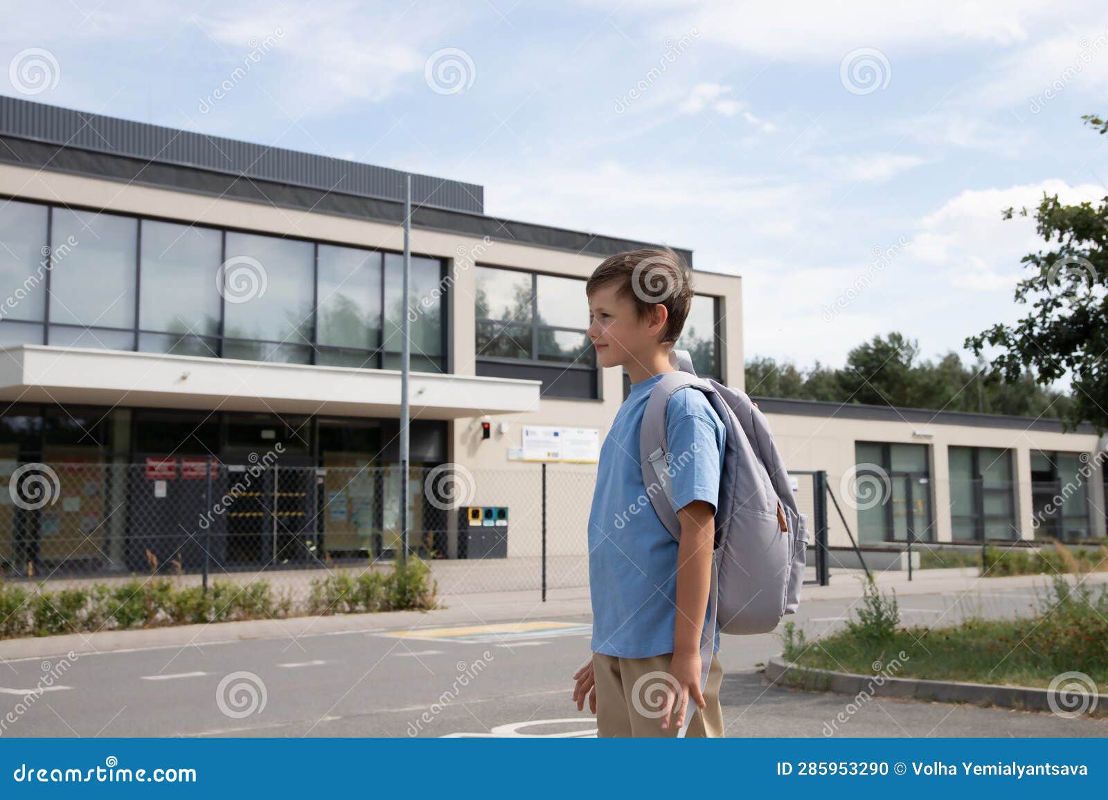 Back To School. a Child with a Backpack Goes To School Stock Photo ...
