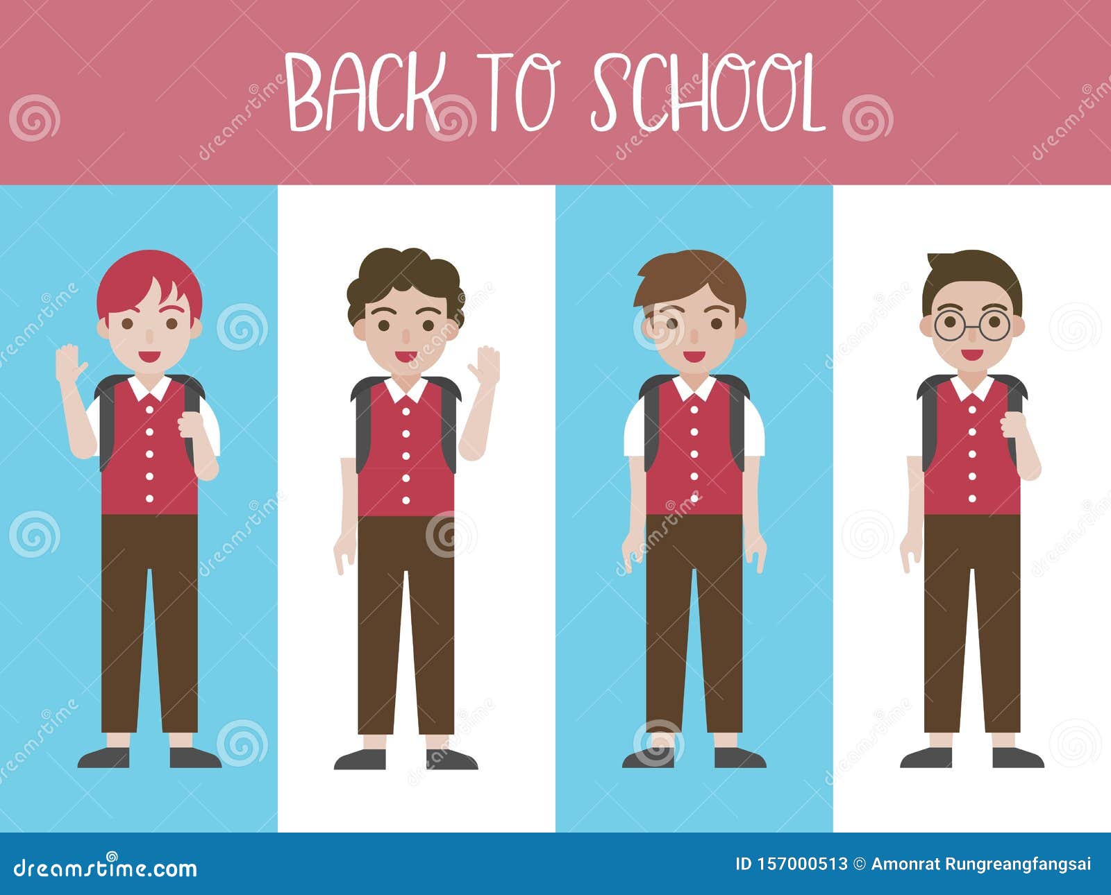 Back To School, Children Avatar Icon Set Stock Vector - Illustration of ...