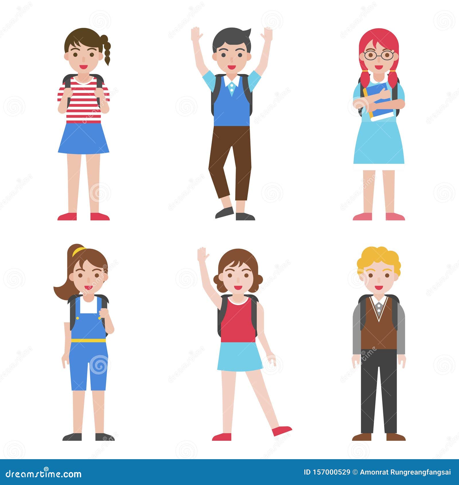 Children Avatar Collection. Students User Icons. Modern Flat Cartoon ...