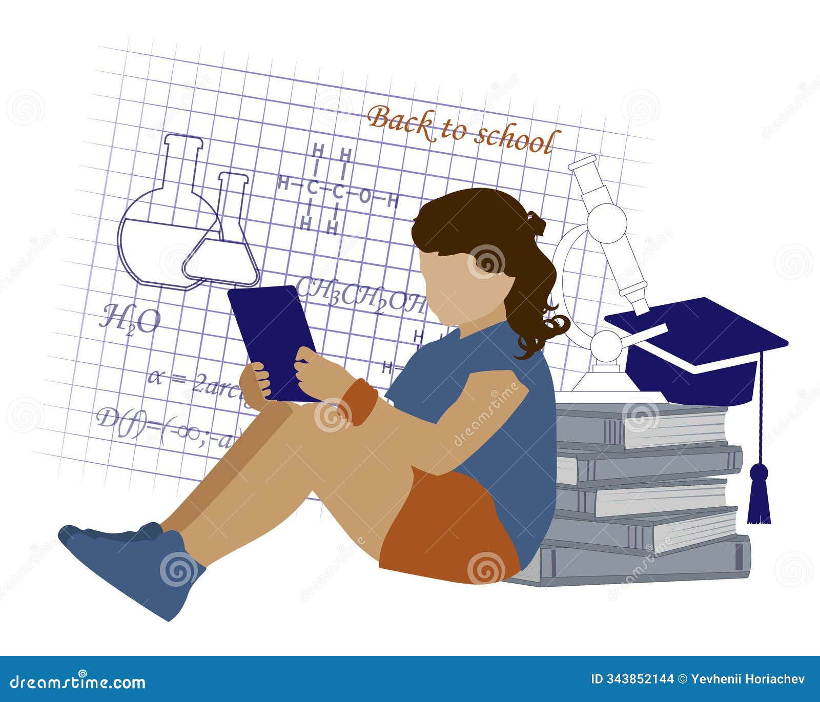 Notebook With Formulas. Vector Illustration Open Textbook, A Book With ...