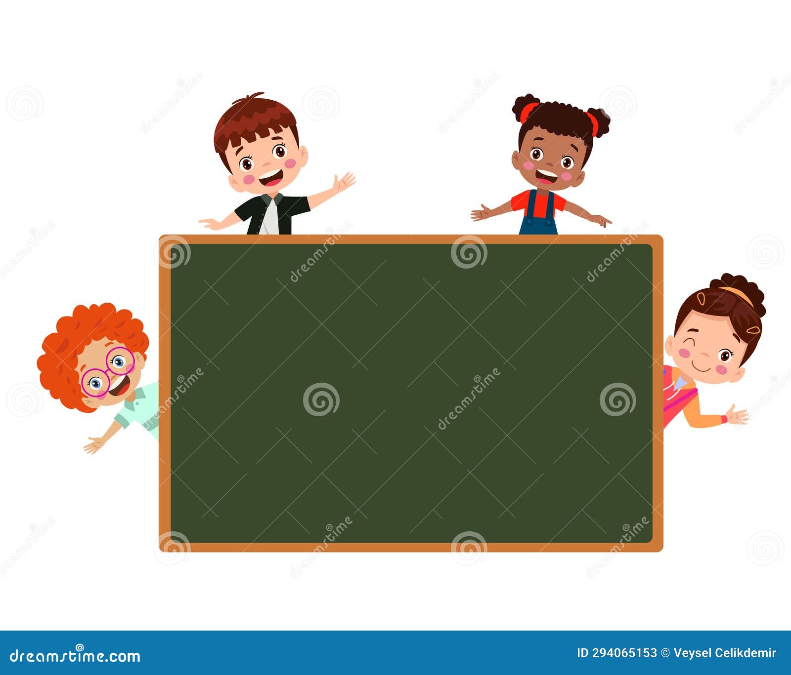 Back To School Classroom School Board and Cute Kids Stock Illustration ...